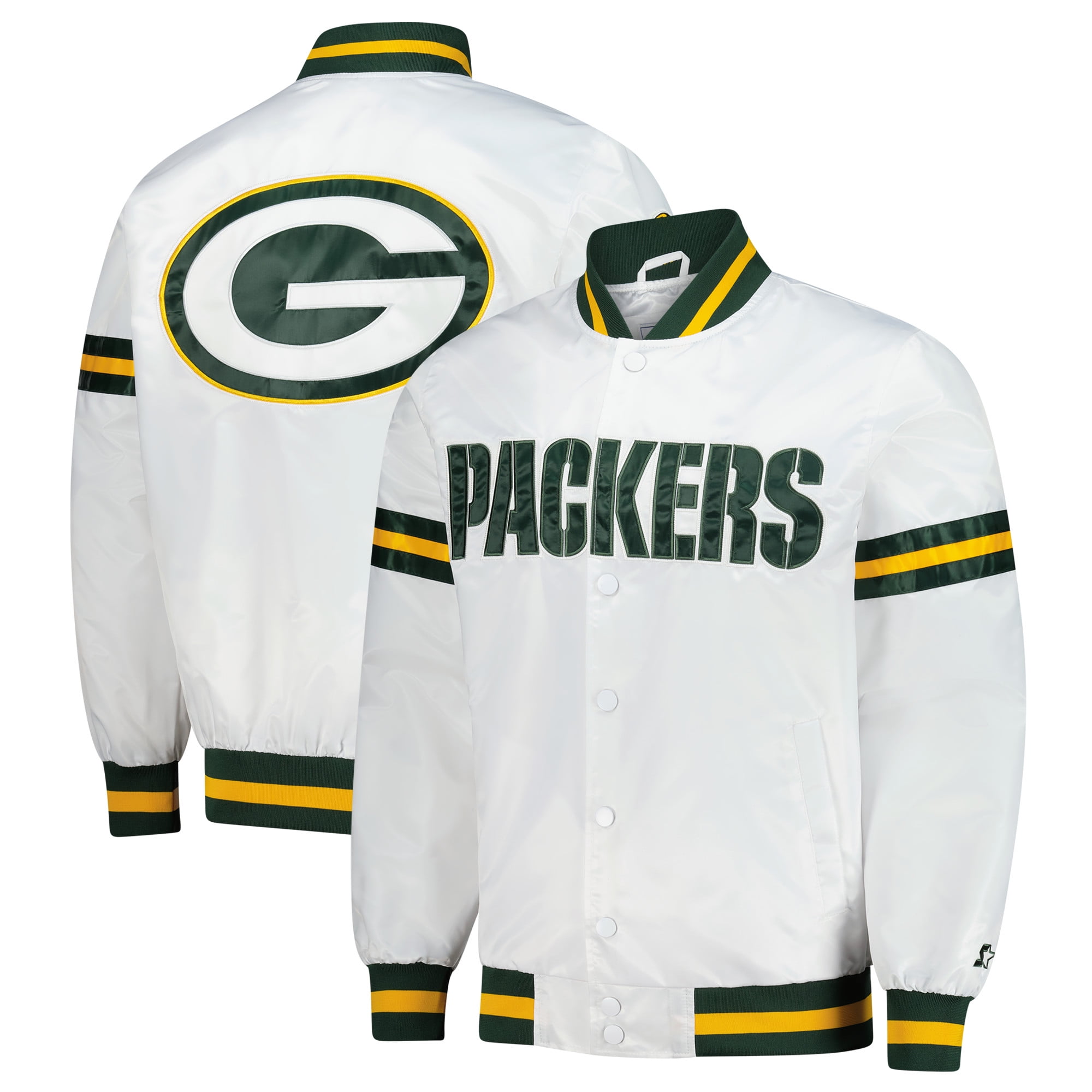 Men's-Starter White Green Bay Packers Scout Full-Snap Varsity Jacket ...