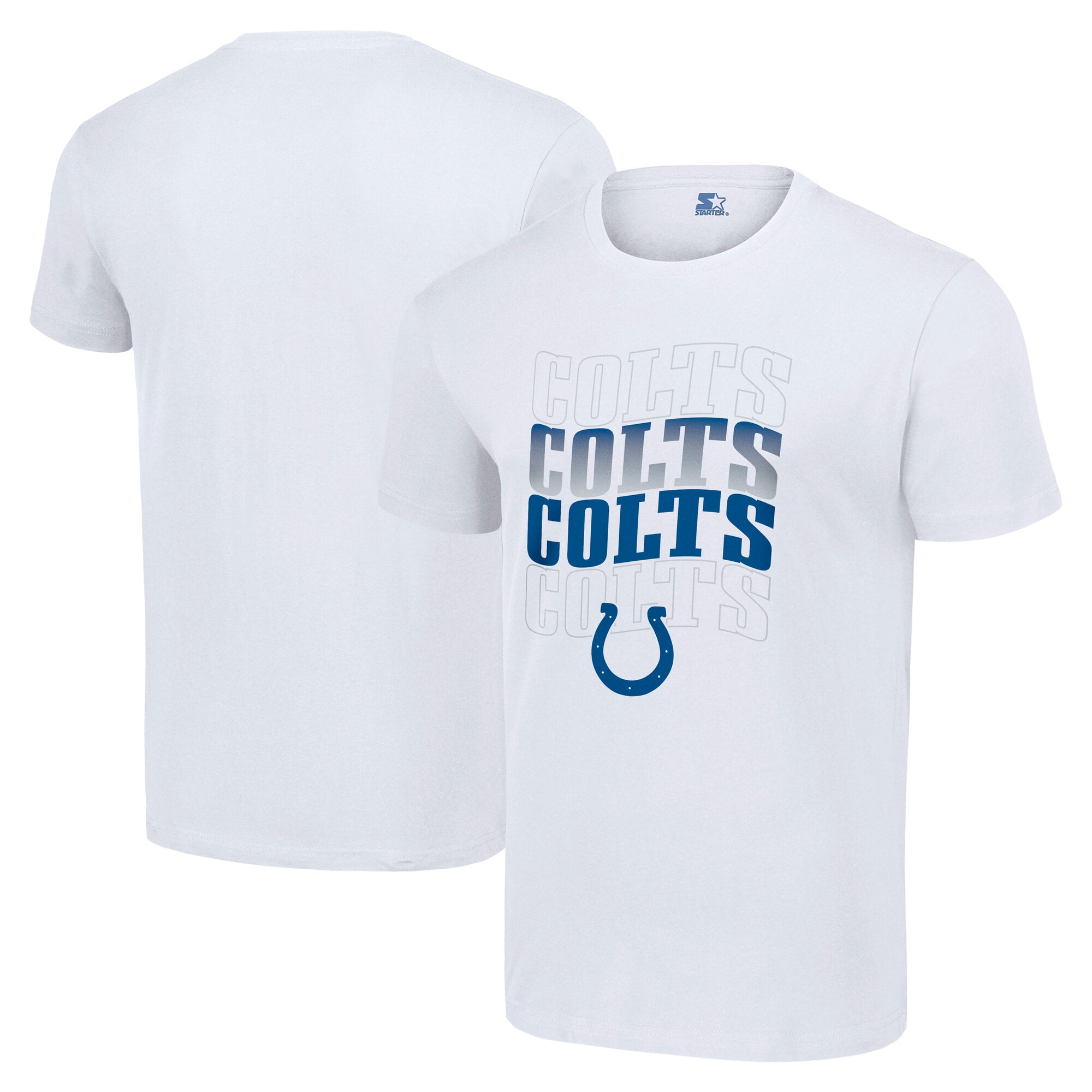 Men's Starter White Indianapolis Colts Four Team Name Logo T-Shirt ...