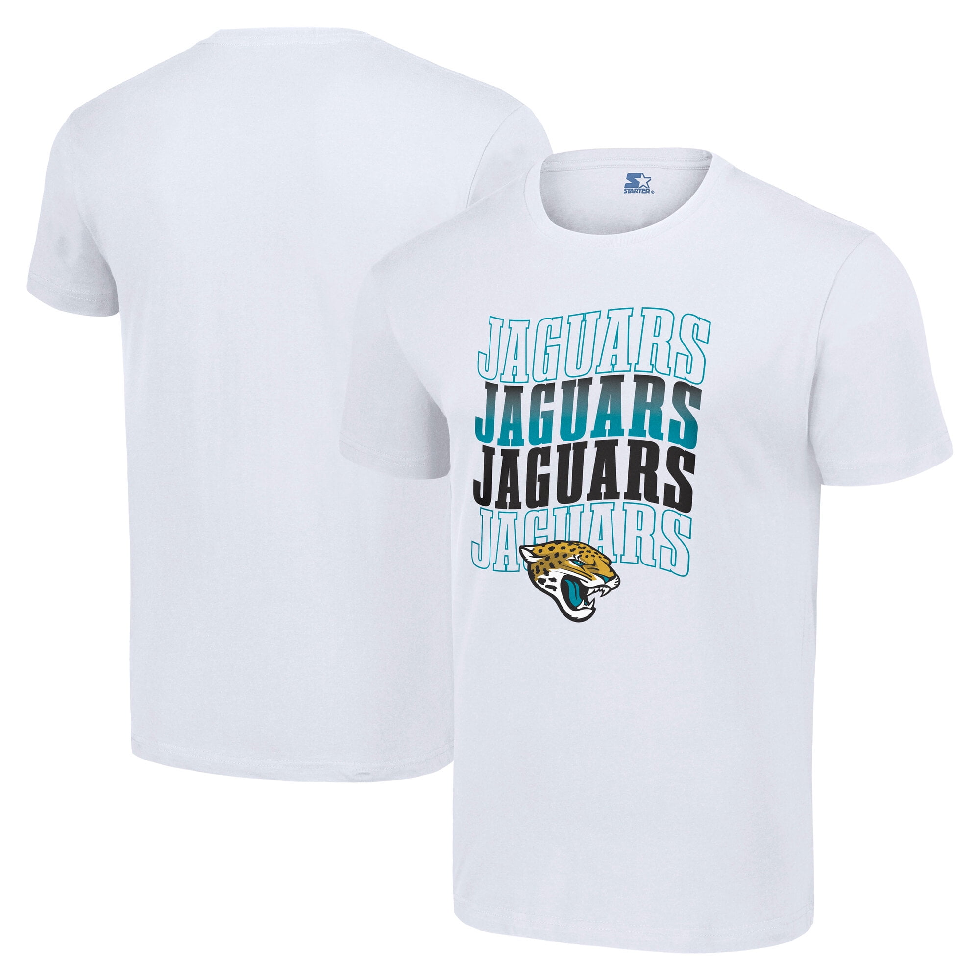 Men's Starter White Jacksonville Jaguars Four Team Name Logo T-Shirt ...