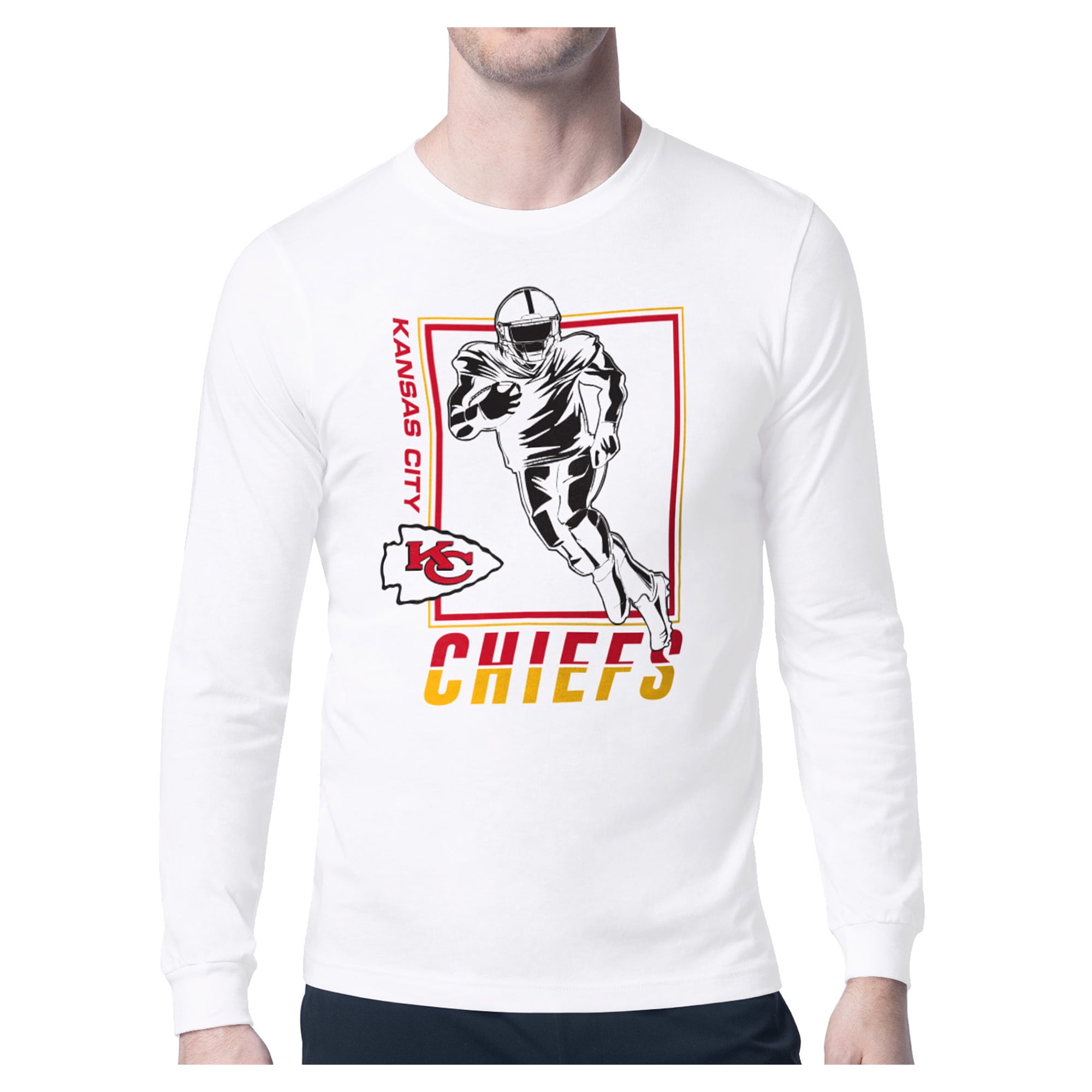 Men's Starter White Kansas City Chiefs Player Grid Graphic Long Sleeve ...