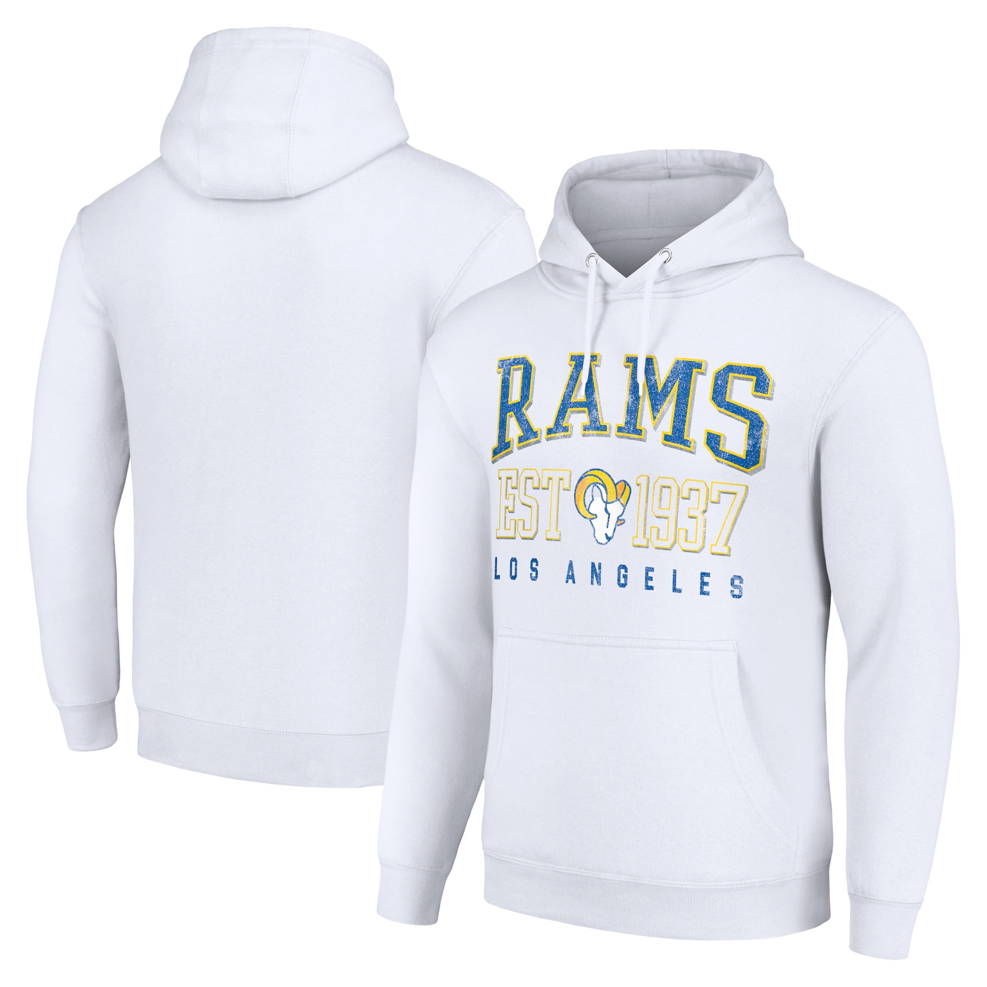 Unisex Starter White Los Angeles Rams Throwback Logo Pullover Hoodie ...