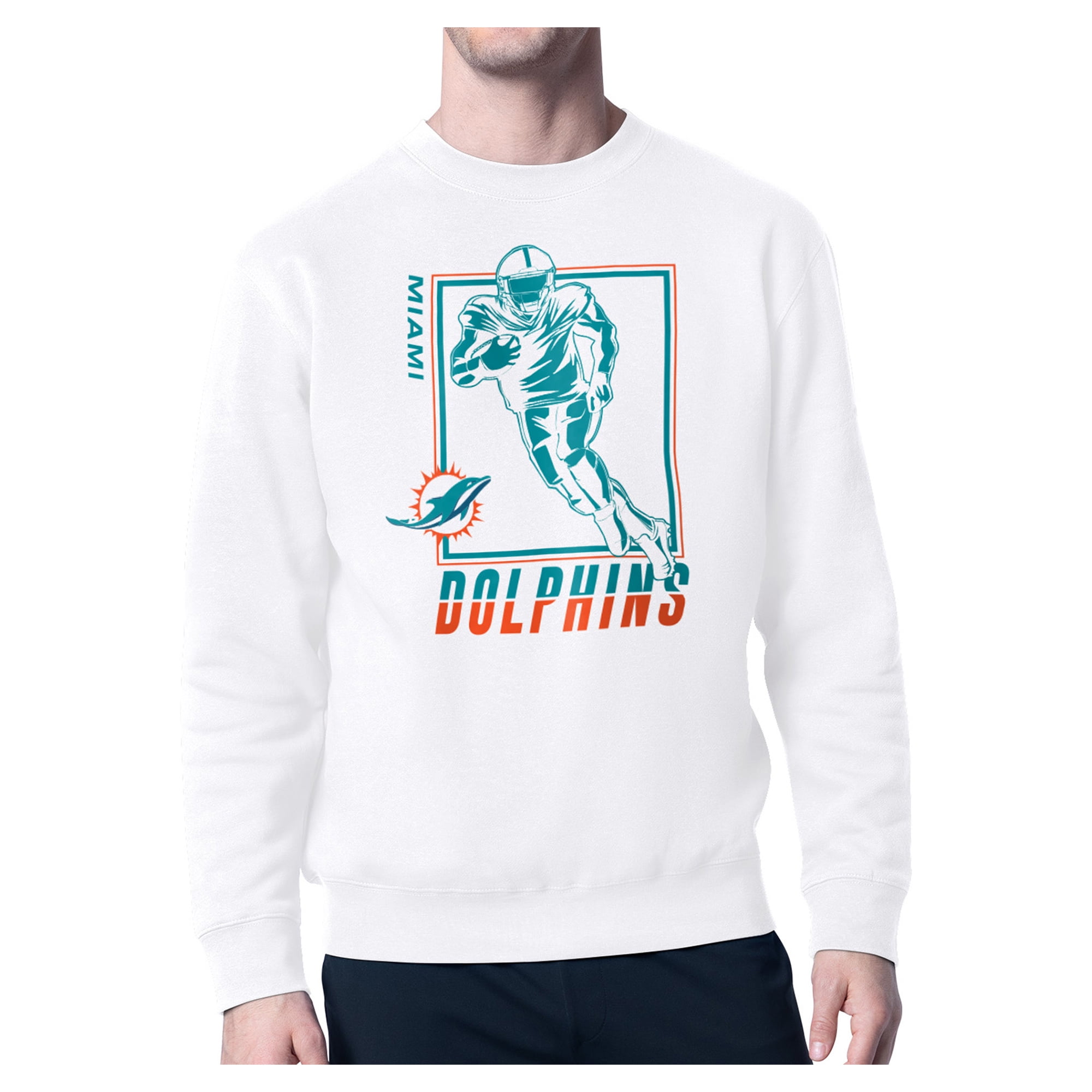 Men's Starter White Miami Dolphins Player Grid Pullover Sweatshirt ...