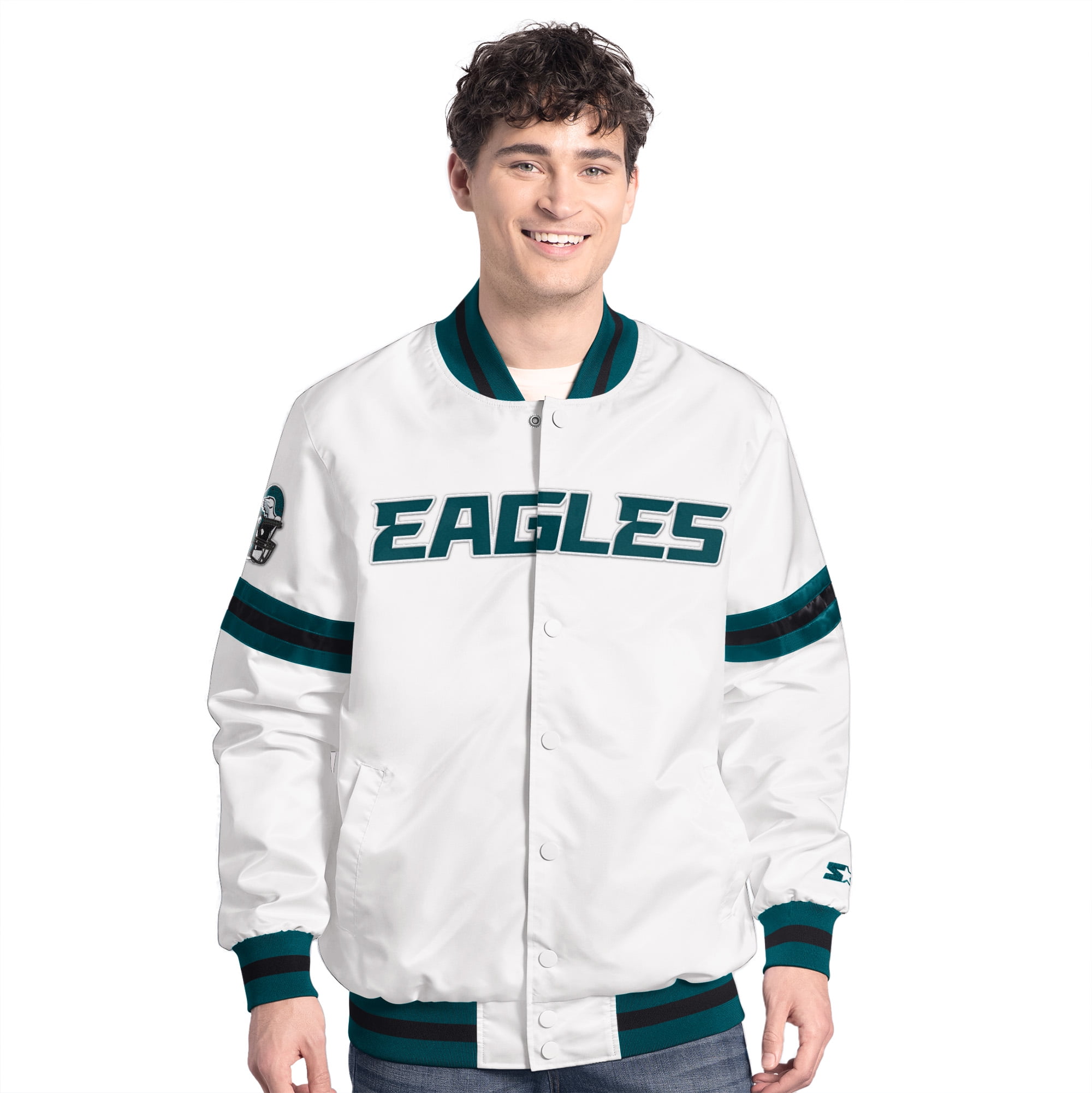Men's-Starter White Philadelphia Eagles Scout Full-Snap Varsity Jacket ...