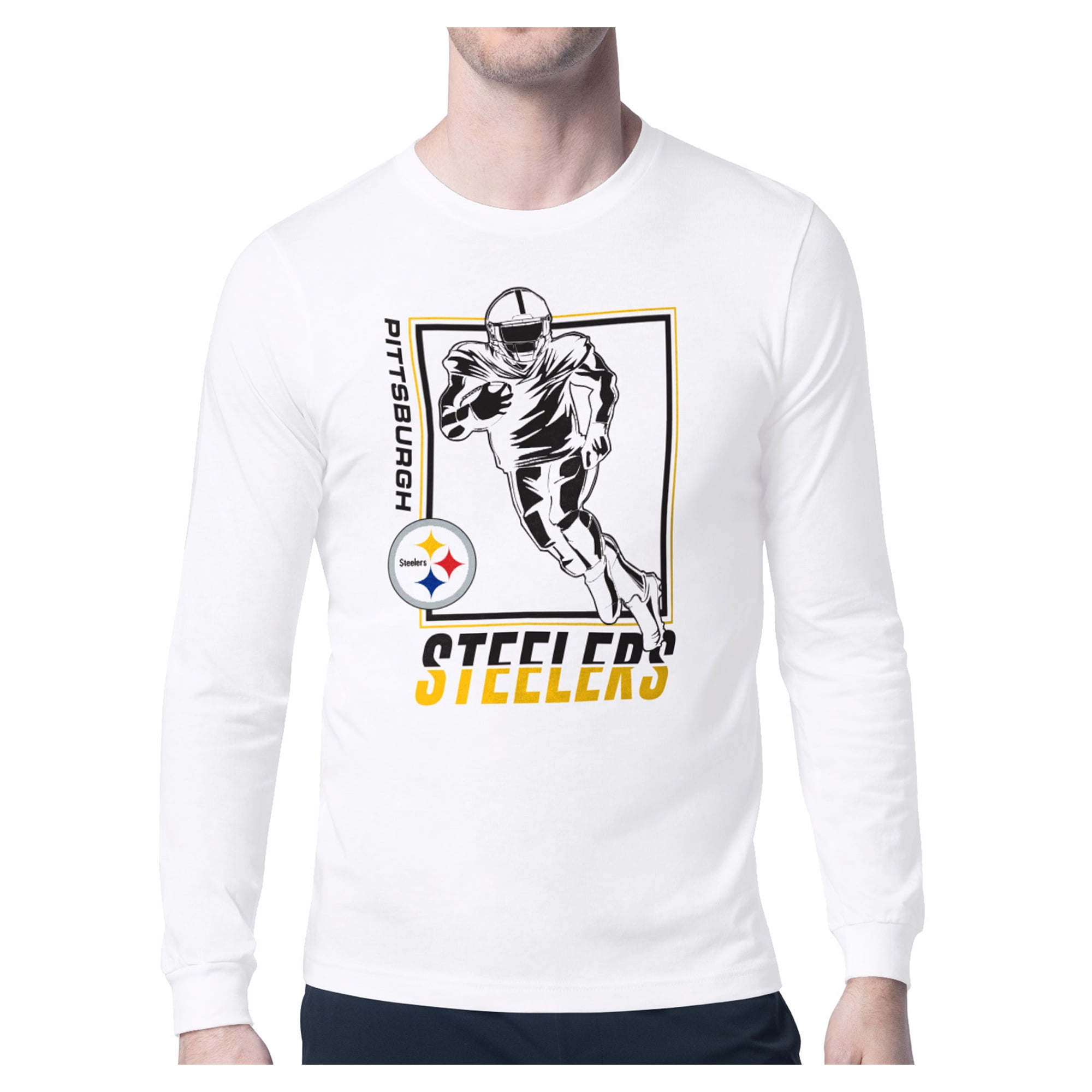 Men's Starter White Pittsburgh Steelers Player Grid Graphic Long Sleeve ...