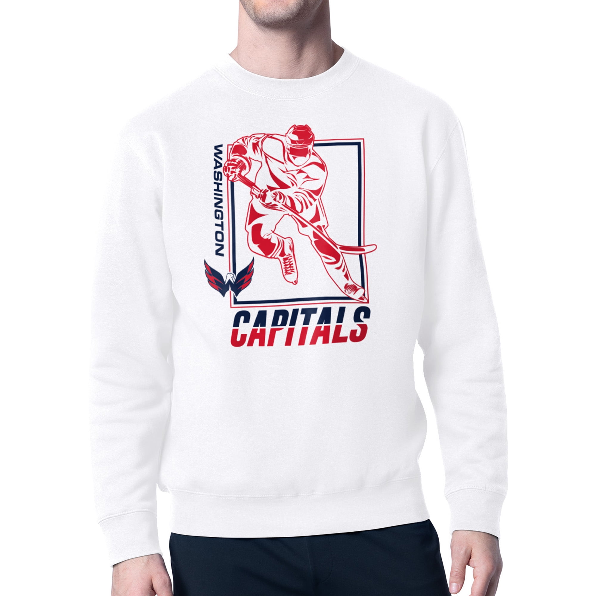 Men's Starter White Washington Capitals Player Grid Fleece Pullover ...