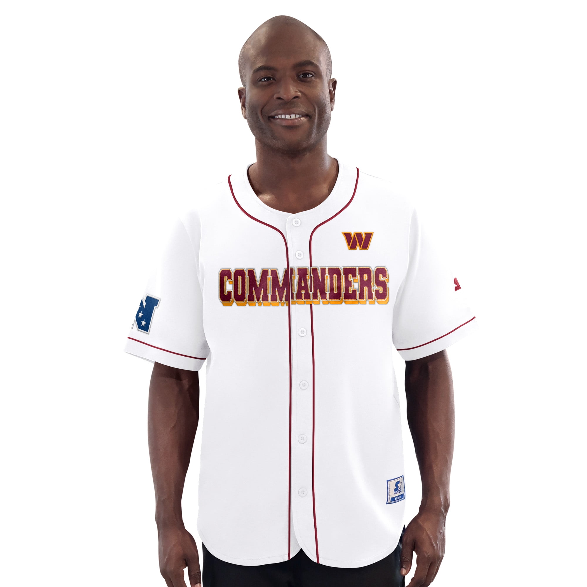Men's-Starter White Washington Commanders Relay Full-Button Baseball ...