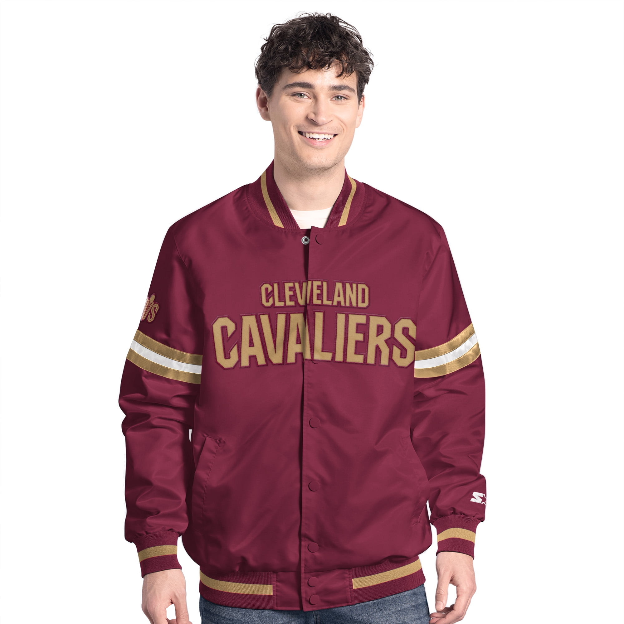 Men's Starter Wine/Gold Cleveland Cavaliers Scout Full Snap Varsity ...