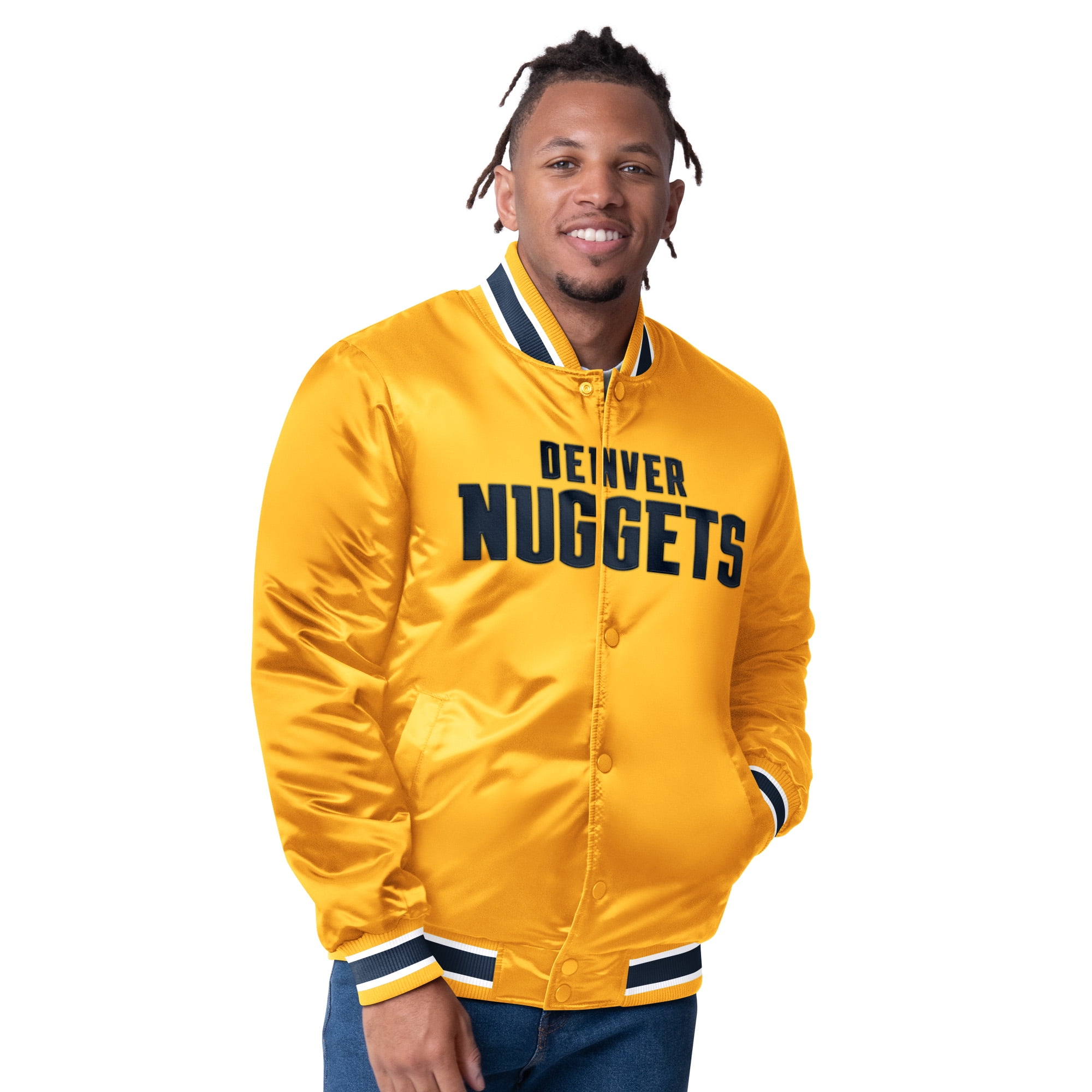 Men's-Starter Yellow Denver Nuggets Reversible Satin Full-Snap Varsity ...