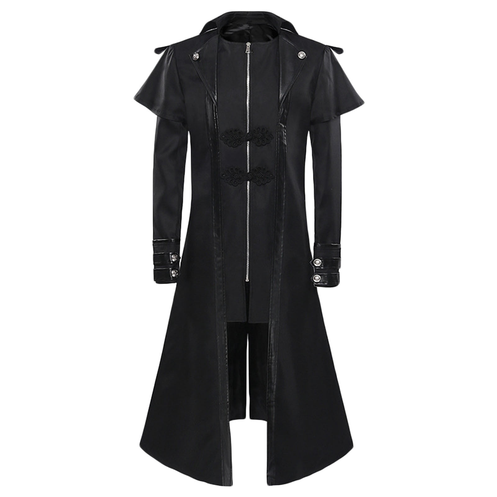 Men's Steampunk Vintage Jacket Patchwork Jackets Turn-Down Collar Coat ...