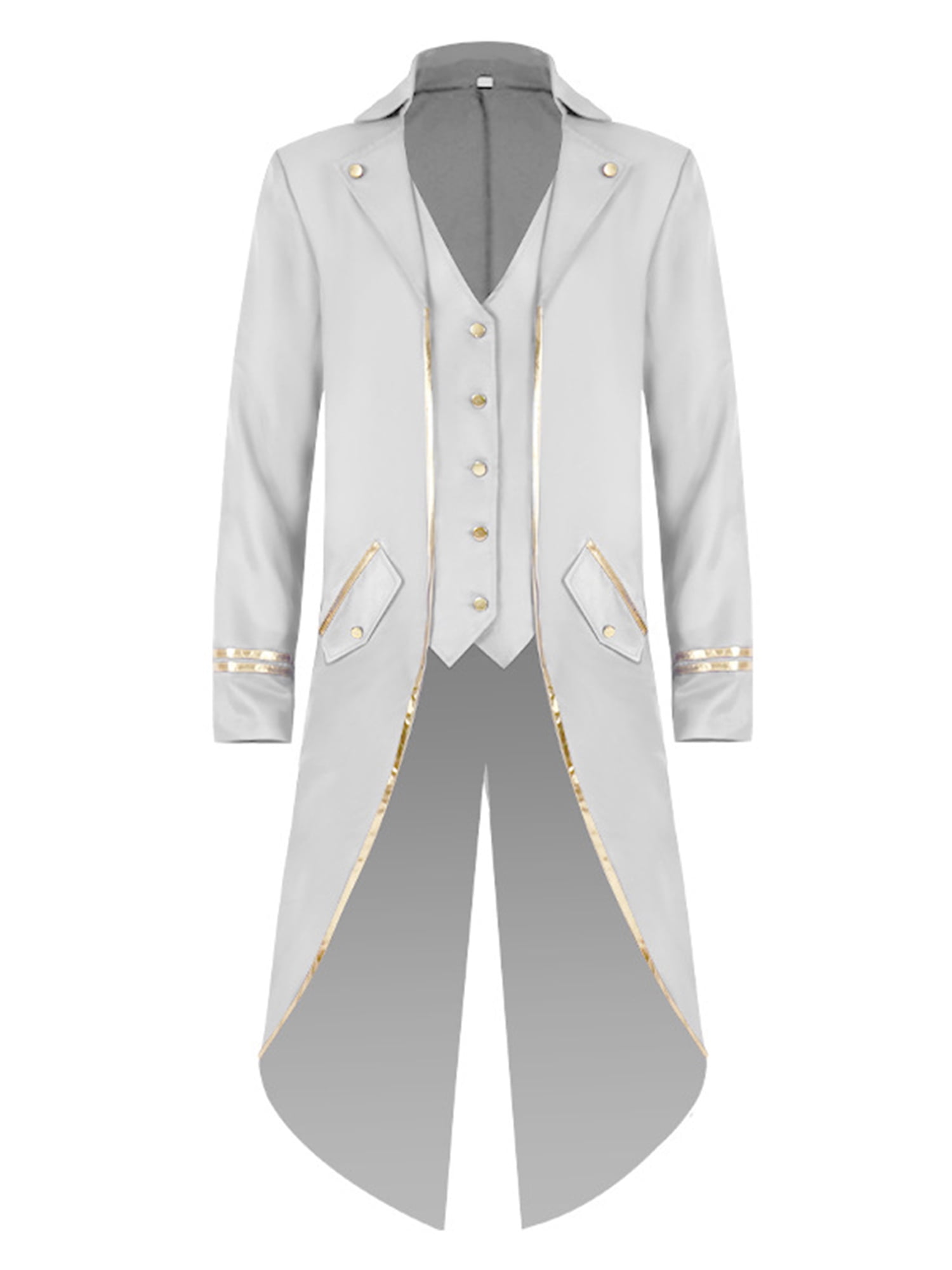 Mens Steampunk Vintage Tailcoat Jacket Gothic Victorian Coat Uniform Halloween Costume Frock