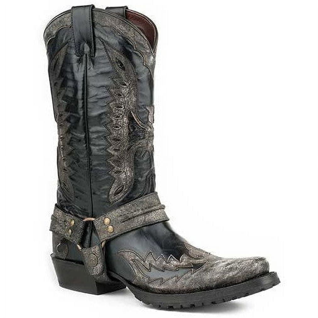 Men's Stetson Biker Outlaw Eagle Boots Handcrafted Distressed Black ...