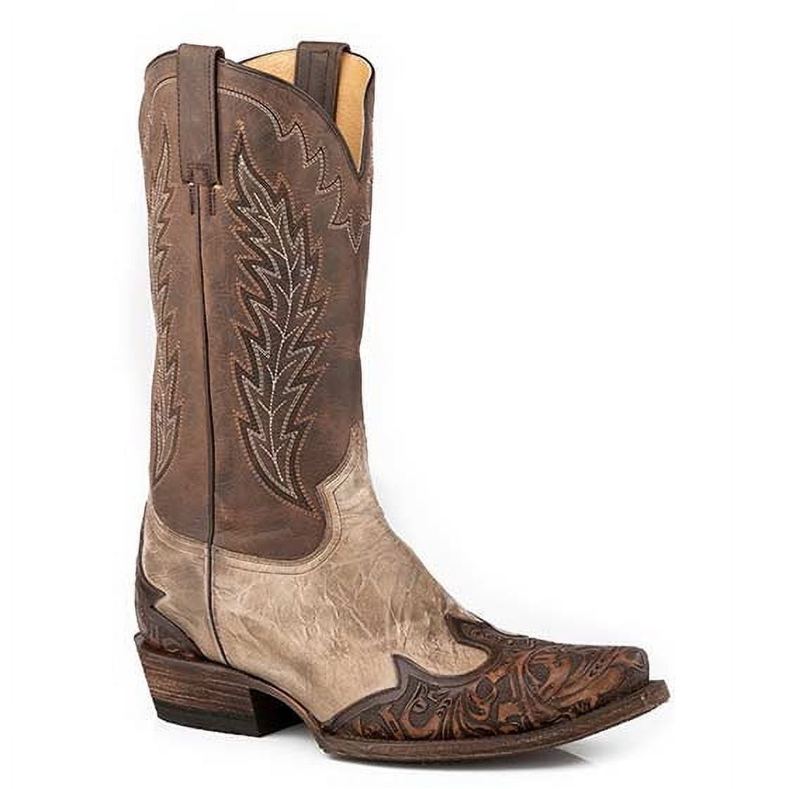 Men's Stetson Blaze Handtooled Leather Boots Handcrafted Tan - Walmart.com