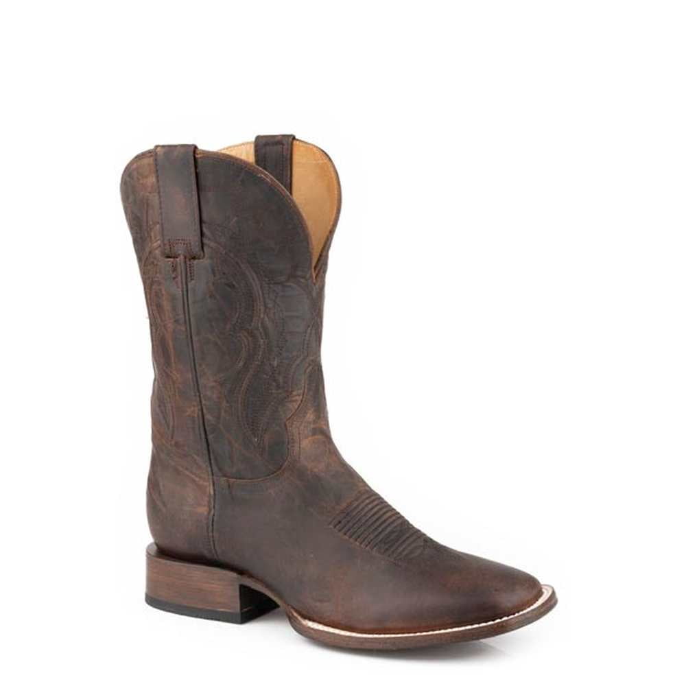 Men's Stetson Bowie Leather Boots Handcrafted Square Toe Tan - Walmart.com