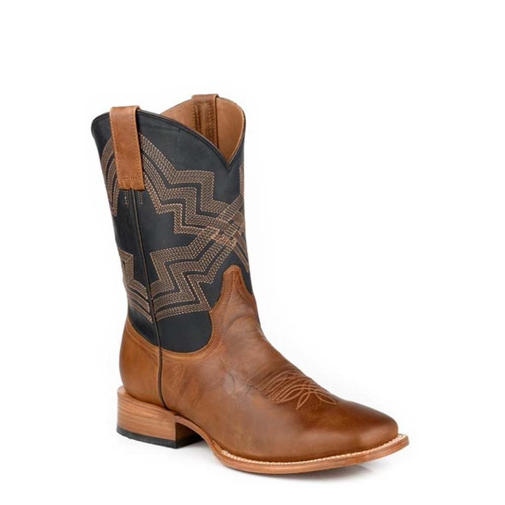 Men's Stetson Grady Leather Boots Handcrafted Square Toe Tan - Walmart.com
