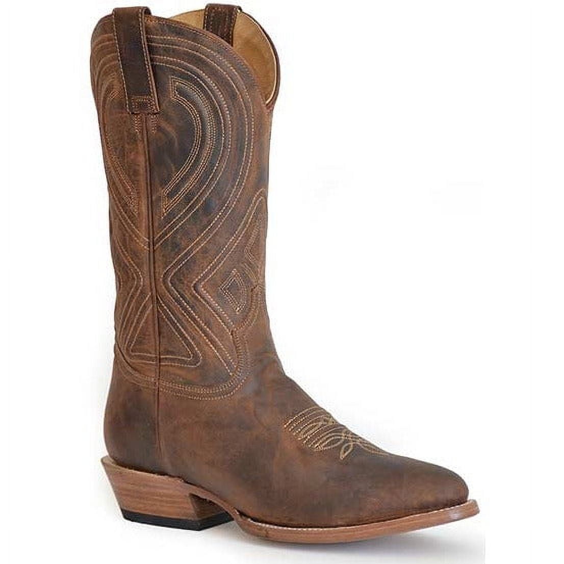 Men's Stetson Mossman Leather Boots Handcrafted Brown - Walmart.com