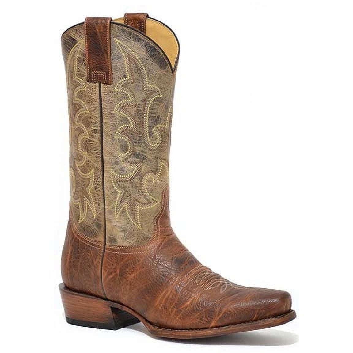 Men's Stetson Obediah Bison Boots Handcrafted Cognac - Walmart.com
