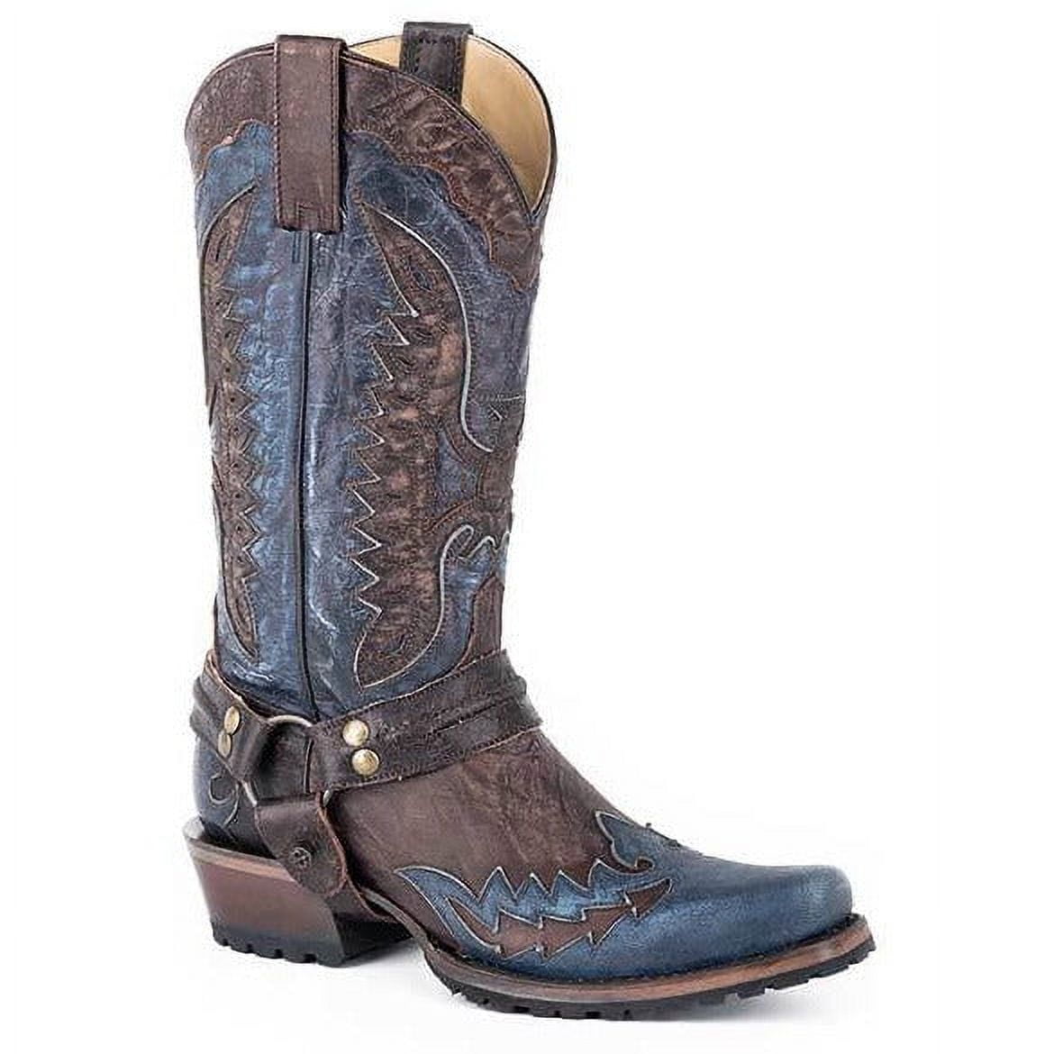 Men's Stetson Outlaw Eagle Biker Leather Boots Handcrafted Brown Blue ...