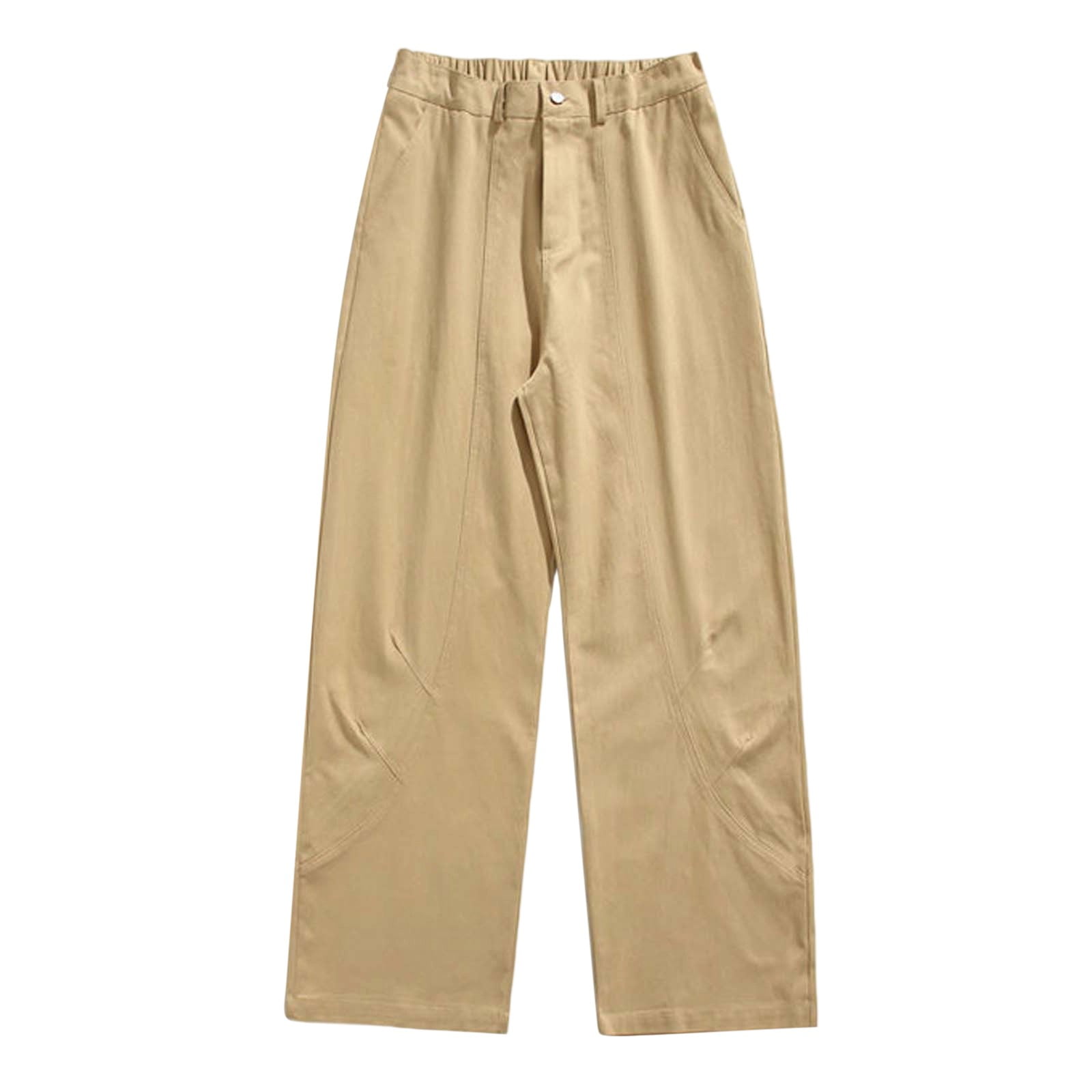 Men's Straight Leg Casual Trousers Pure Color Comfortable Daily Wear ...