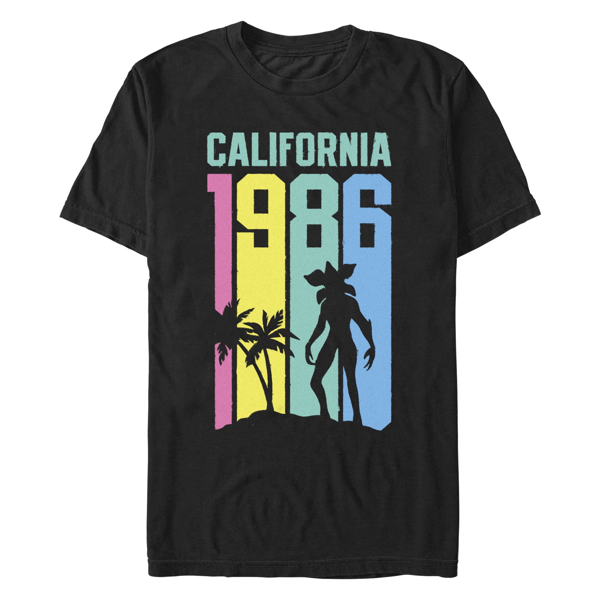 Netflix Men's Stranger Things California 1986 Rainbow Stripe Demogorgon ...