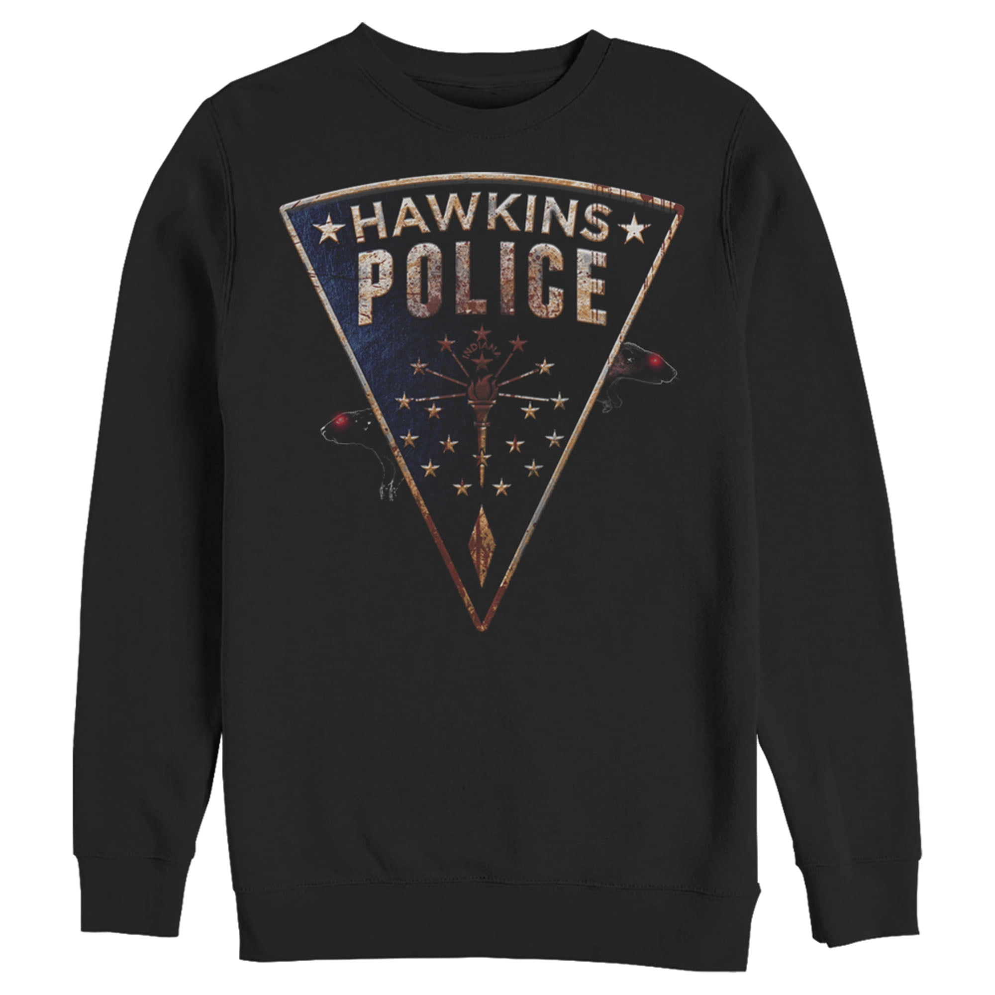 Men's Stranger Things Hawkins Police Rat Crest Sweatshirt Black X Large ...