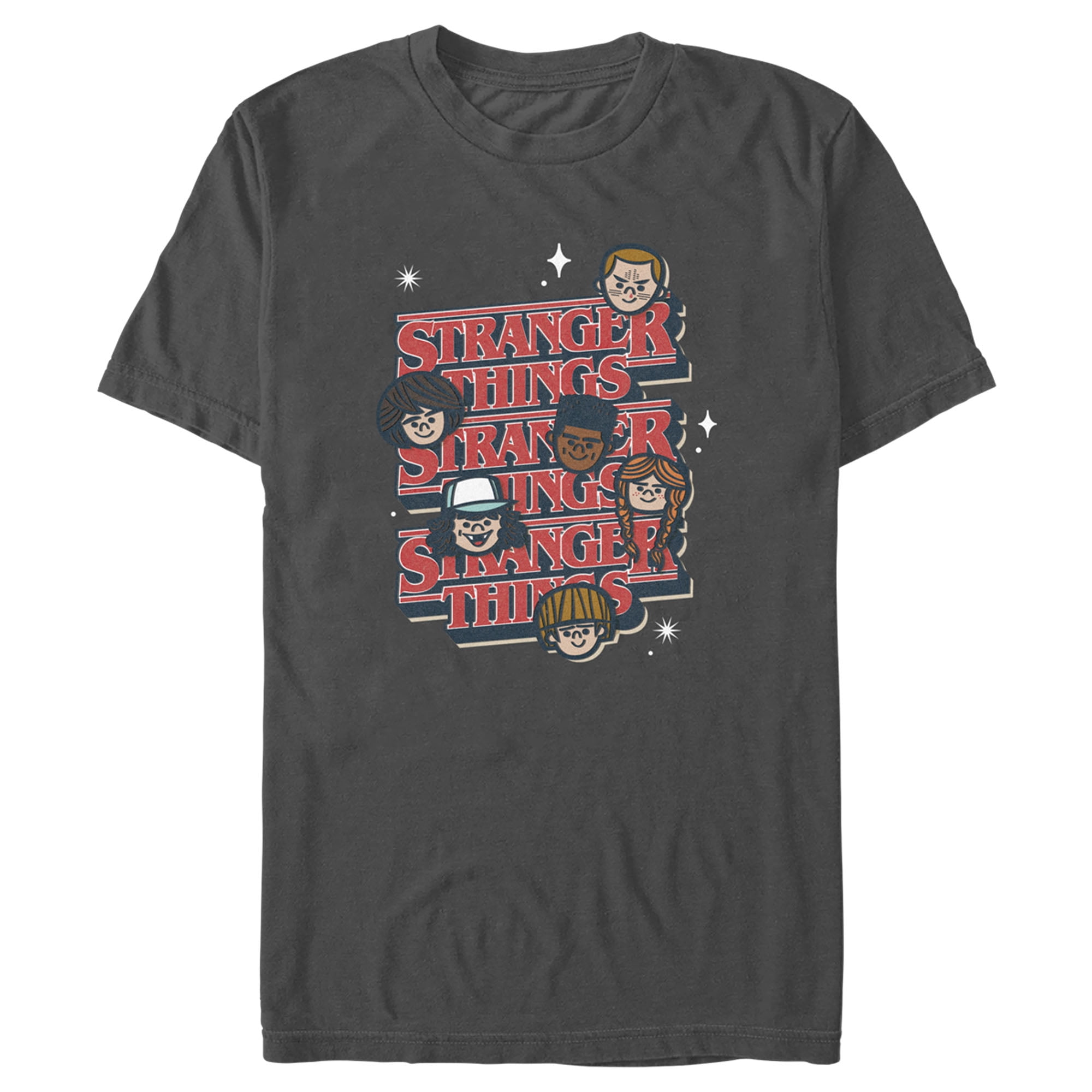 Netflix Men's Stranger Things The Gang Cartoon Logo Graphic T-Shirt ...