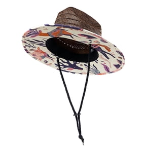 Unisex Wide Brim Straw Lifeguard Hat – Channel Island Sun Hat with Chin ...