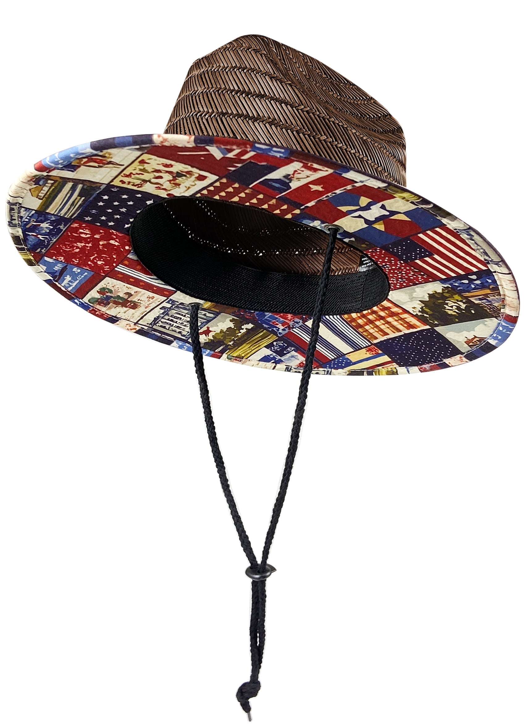Kids Straw Sun Hat, Wide Brim Beach Hat with Chin Strap for Outdoor ...
