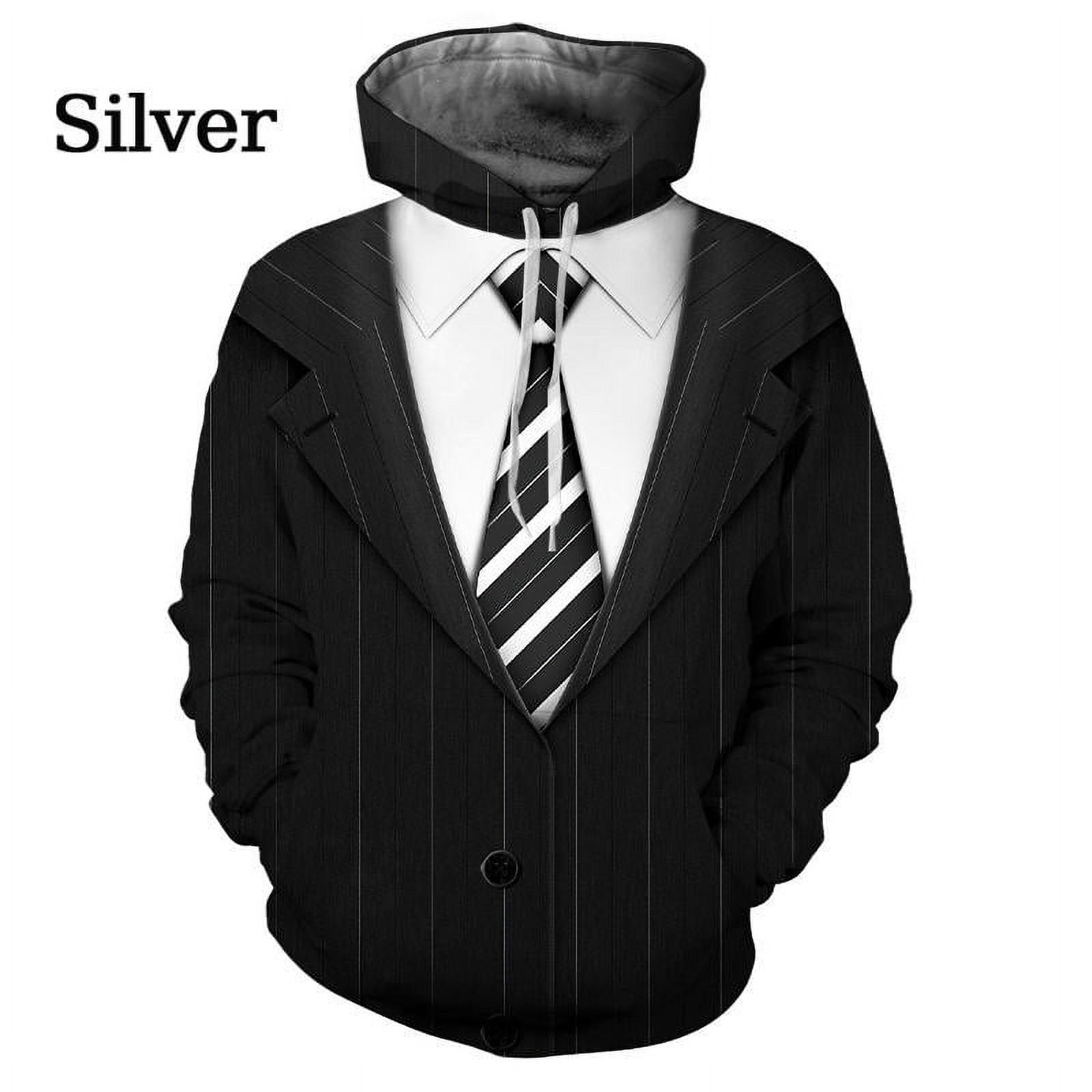Men's Street Funny Fake Suit 3D Print Hoodie Fashion Casual Sweatshirt ...