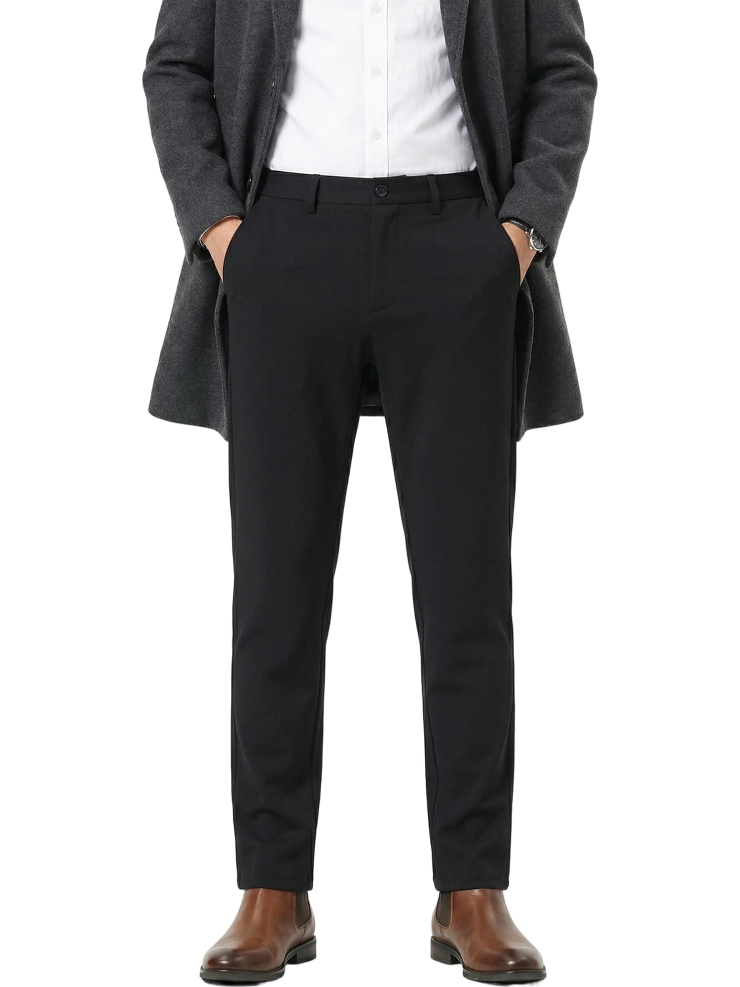 Men's Stretch Dress Pants - 4-Way Elastic Straight Fit for Fall/Spring ...