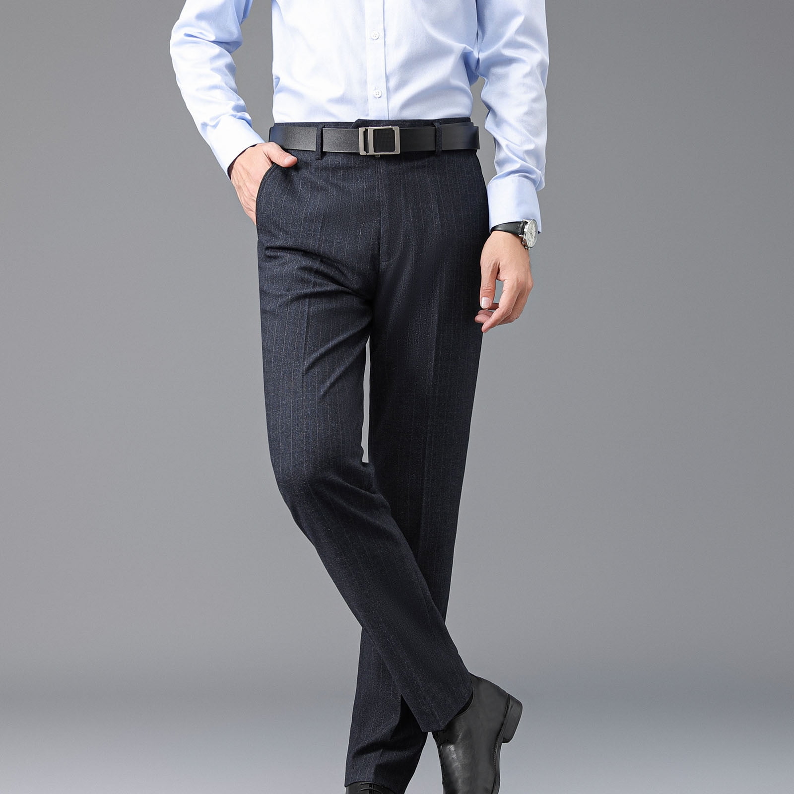 Men's Stretch Dress Pants Slim Fit Skinny Suit Pants Classic Fit ...
