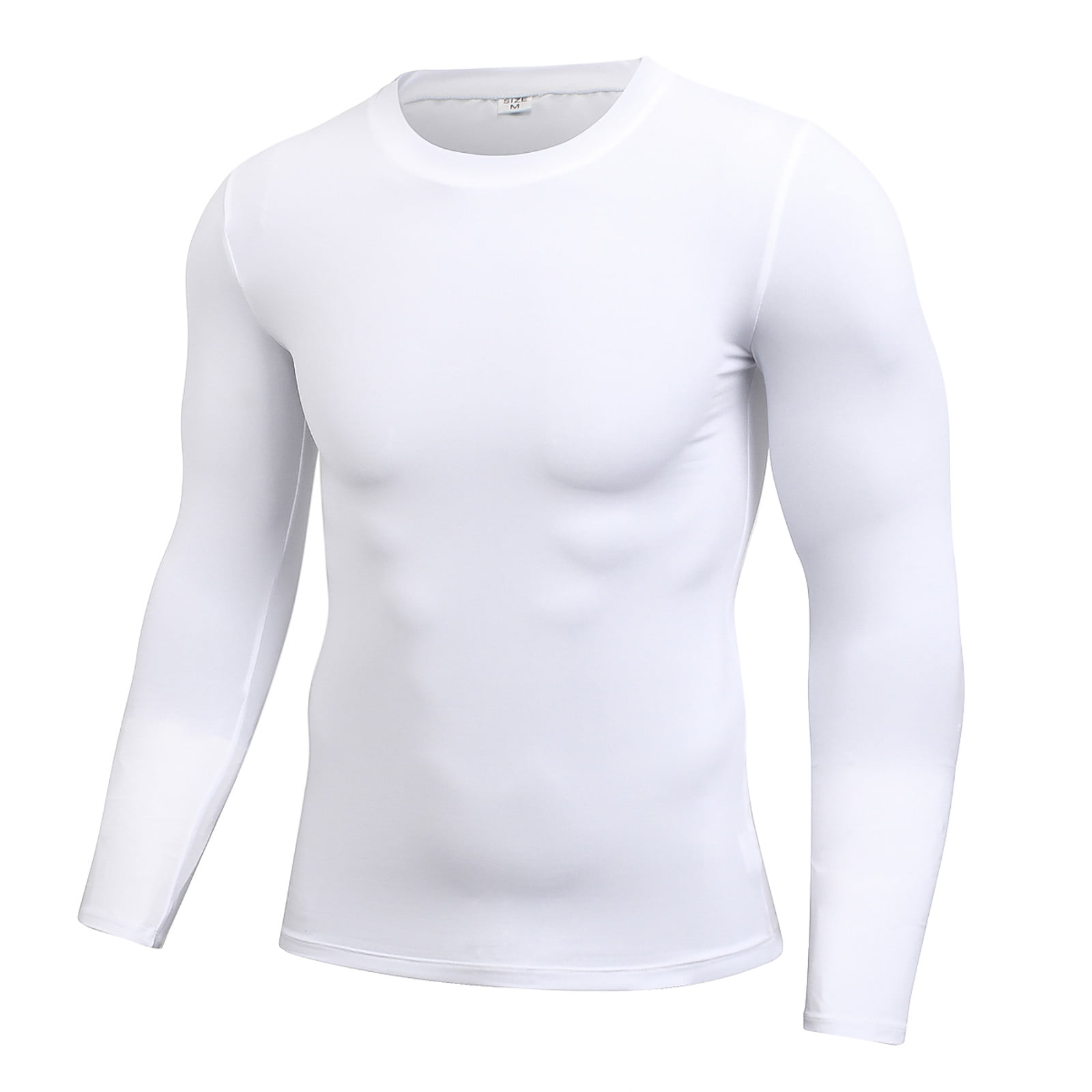 Men's Stretch Muscle Shirts Long Sleeve Knit Tees Casual Slim Fit Tops ...