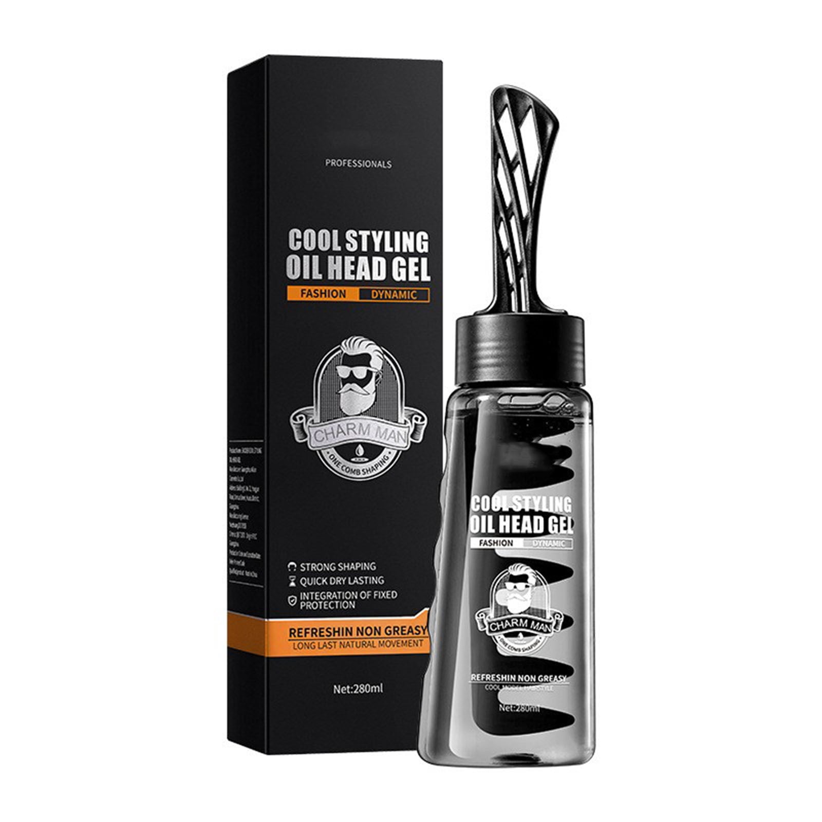 Men's Strong Hold Hair Gel & Styling Wax - 280ml Water-Based Formula ...