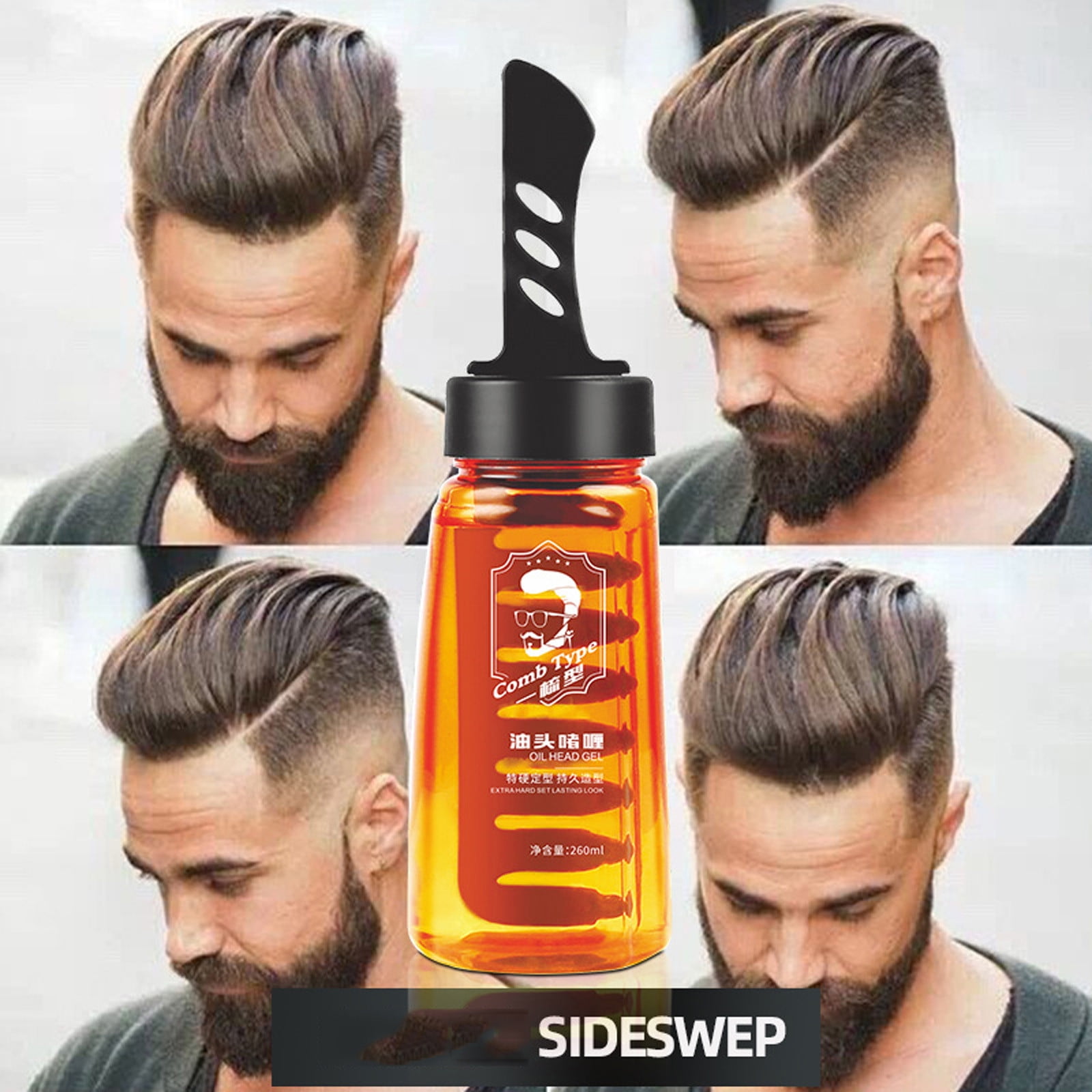 Men's Styling Gel with Comb, Long-Lasting Hair Cream, Flexible Hold ...