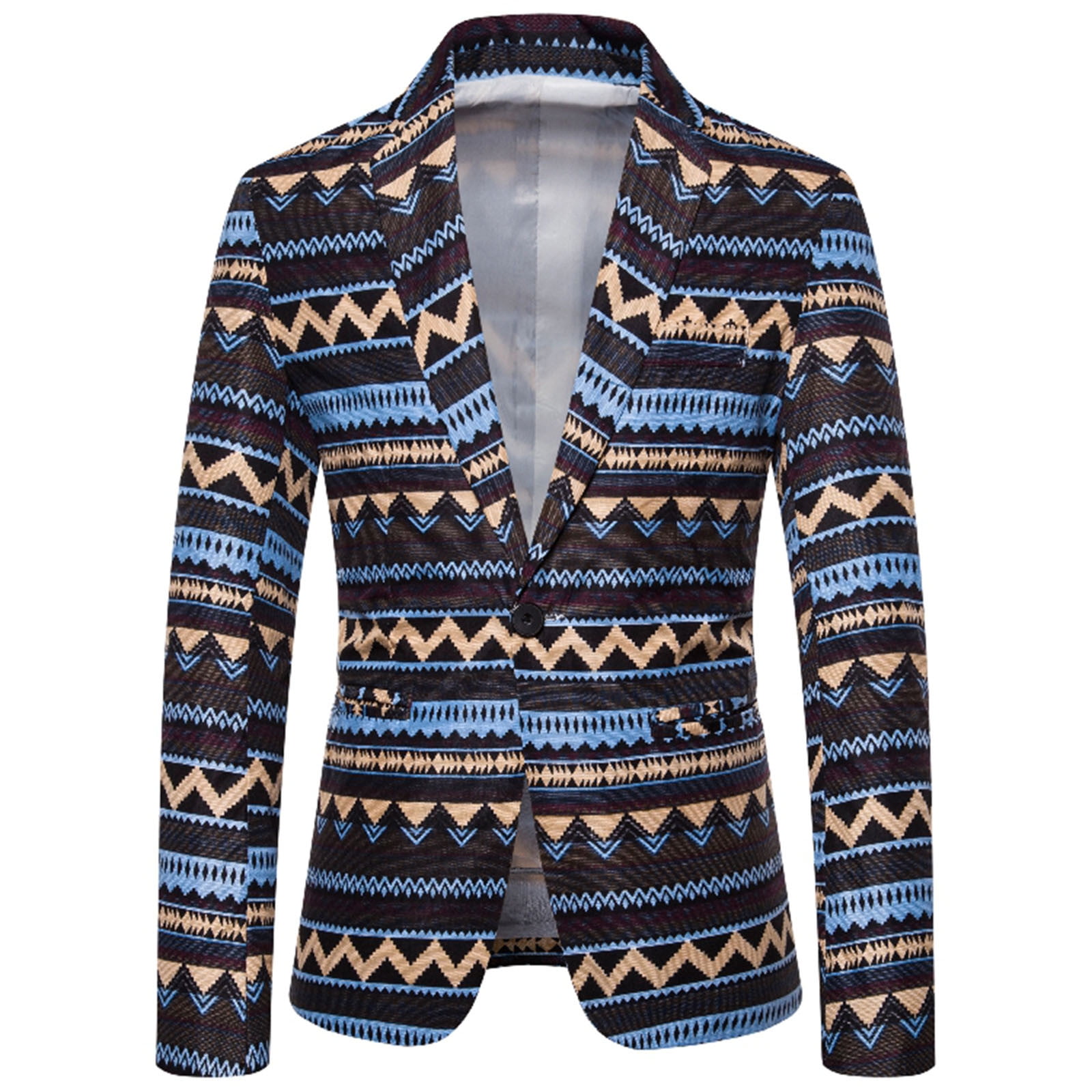 Men's Stylish Blazer Hawaiian Tropical Leaves Style One Button Dress ...