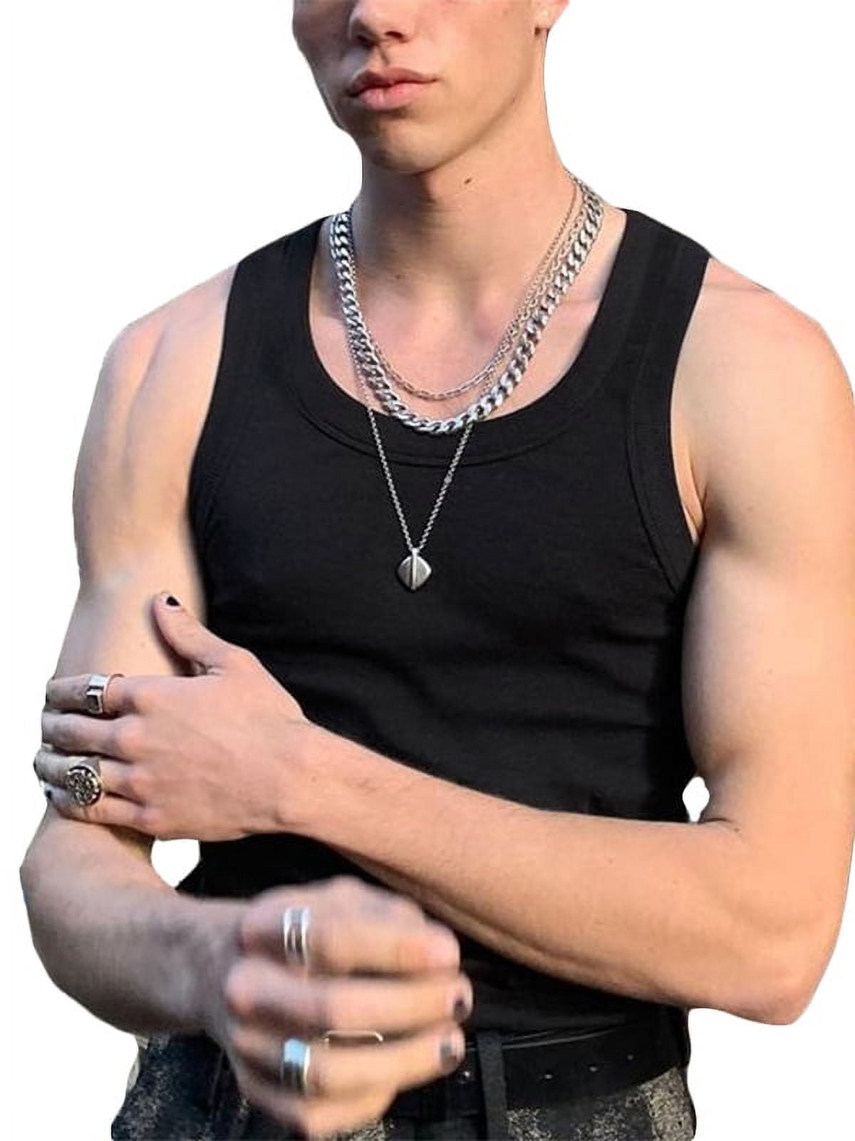 Men's Stylish O-neck Sleeveless Skinny Stretch Comfy Tank Tops ...