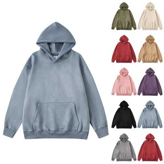 Men's Suede Fleece Hooded Drawstring Sweatshirt, Casual Outdoor ...