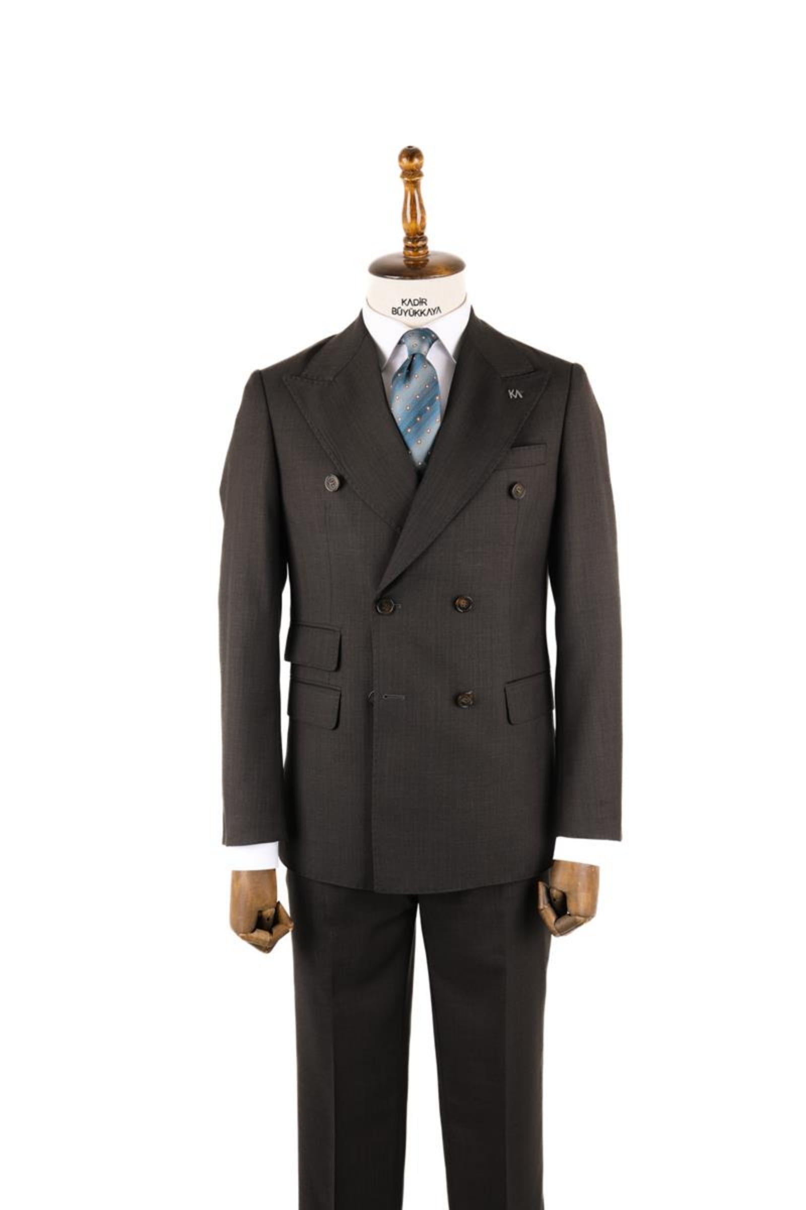 Men's Suit, Double Breasted Swallow Collar Woven Dark Brown Tuxedo ...