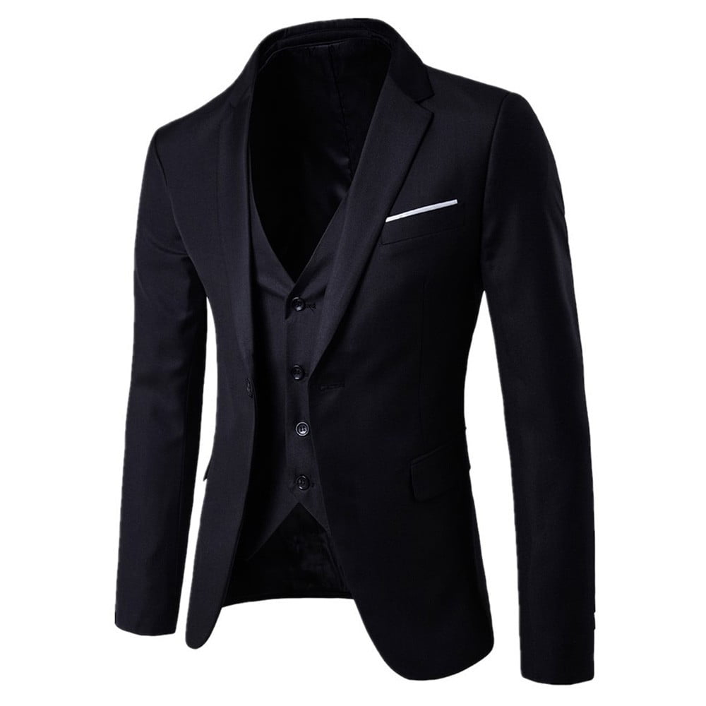 Men’s Suit Slim 3-Piece Suit with Jacket Vest and Pants - Business ...