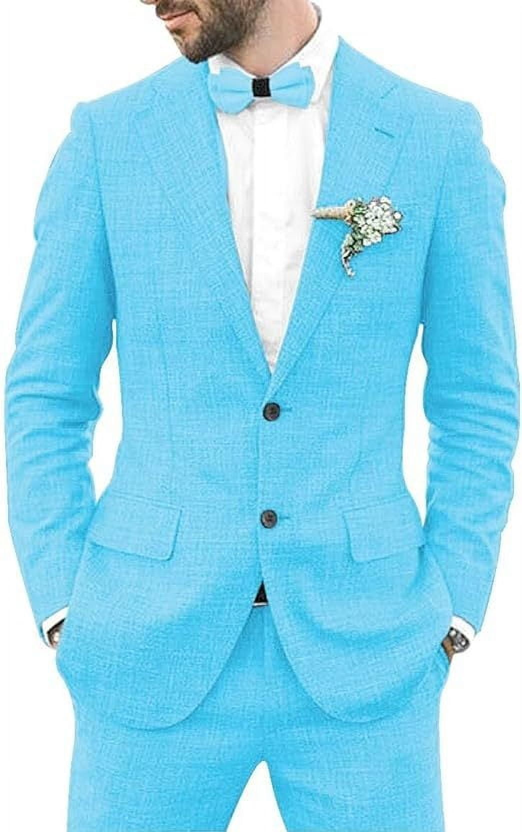 Men s Suit Slim Fit 2 Piece Suit Double Breasted Suit One Button Formal ...