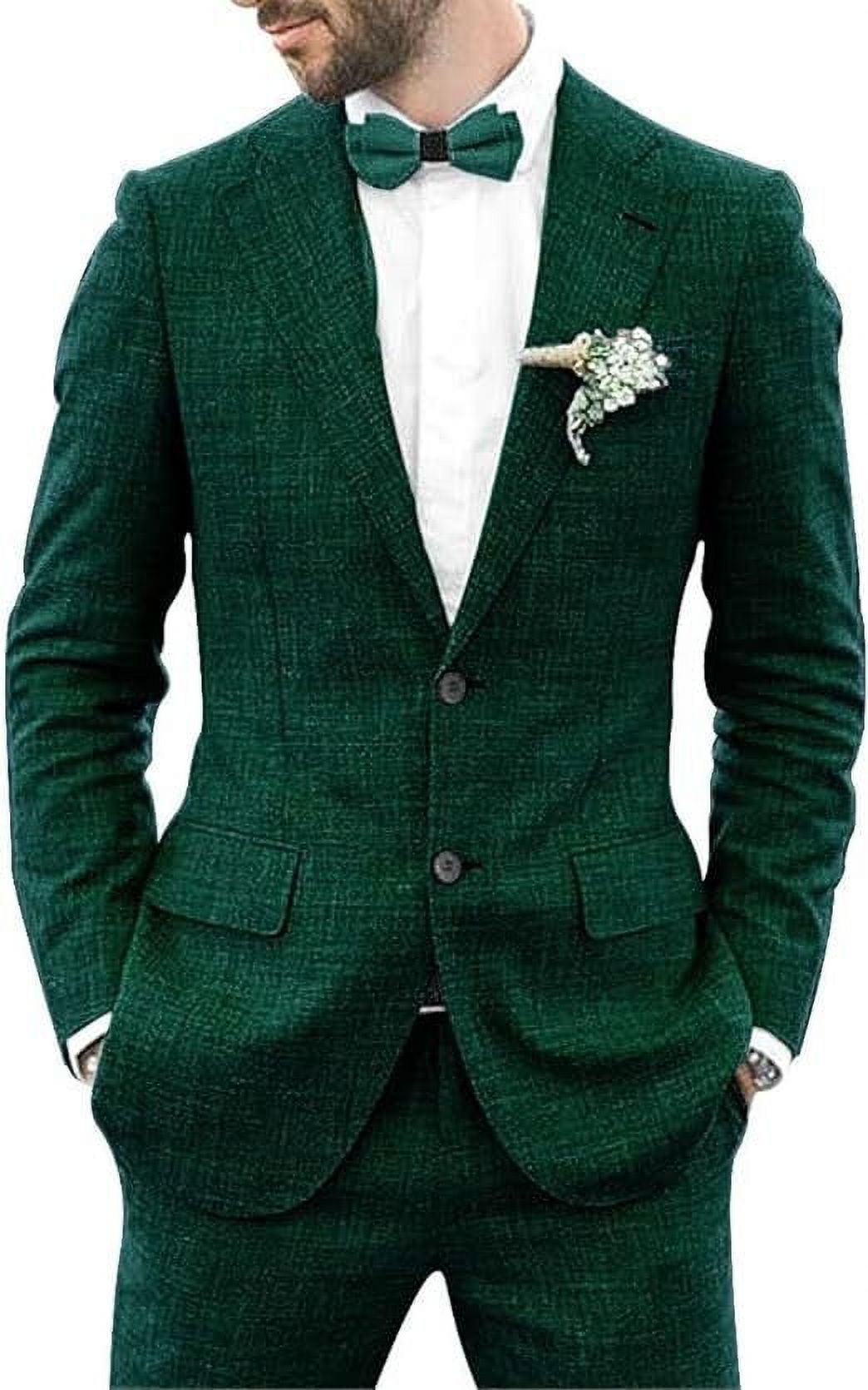 Men s Suit Slim Fit 2 Piece Suit Double Breasted Suit One Button Formal ...