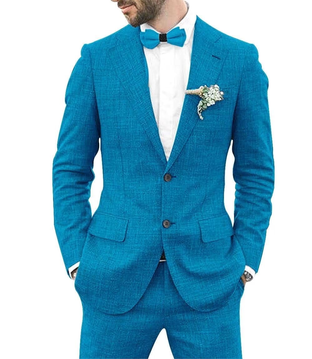 Men s Suit Slim Fit 2 Piece Suit Double Breasted Suit One Button Formal ...