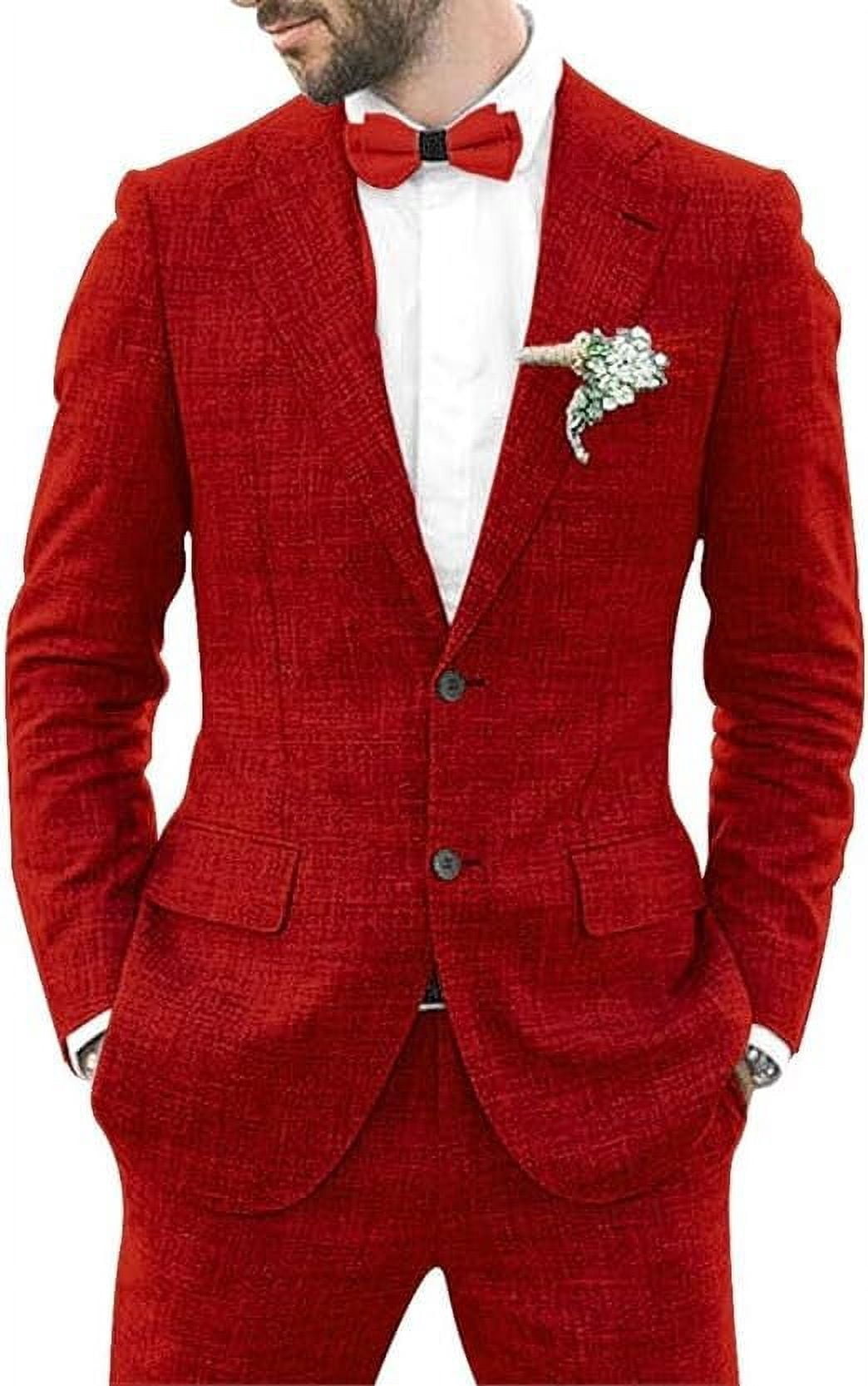 Men s Suit Slim Fit 2 Piece Suit Double Breasted Suit One Button Formal ...