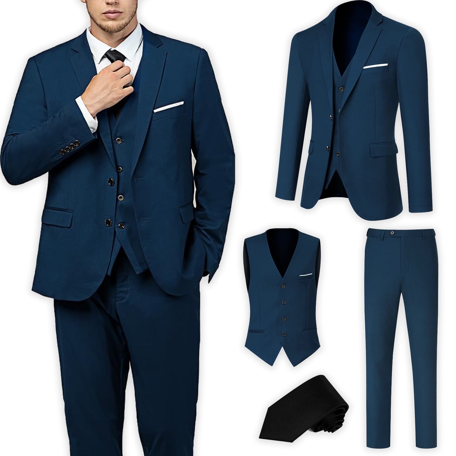 Men's Suit Slim Fit 3 Pieces Suit Set, Business Casual Suits for Men ...
