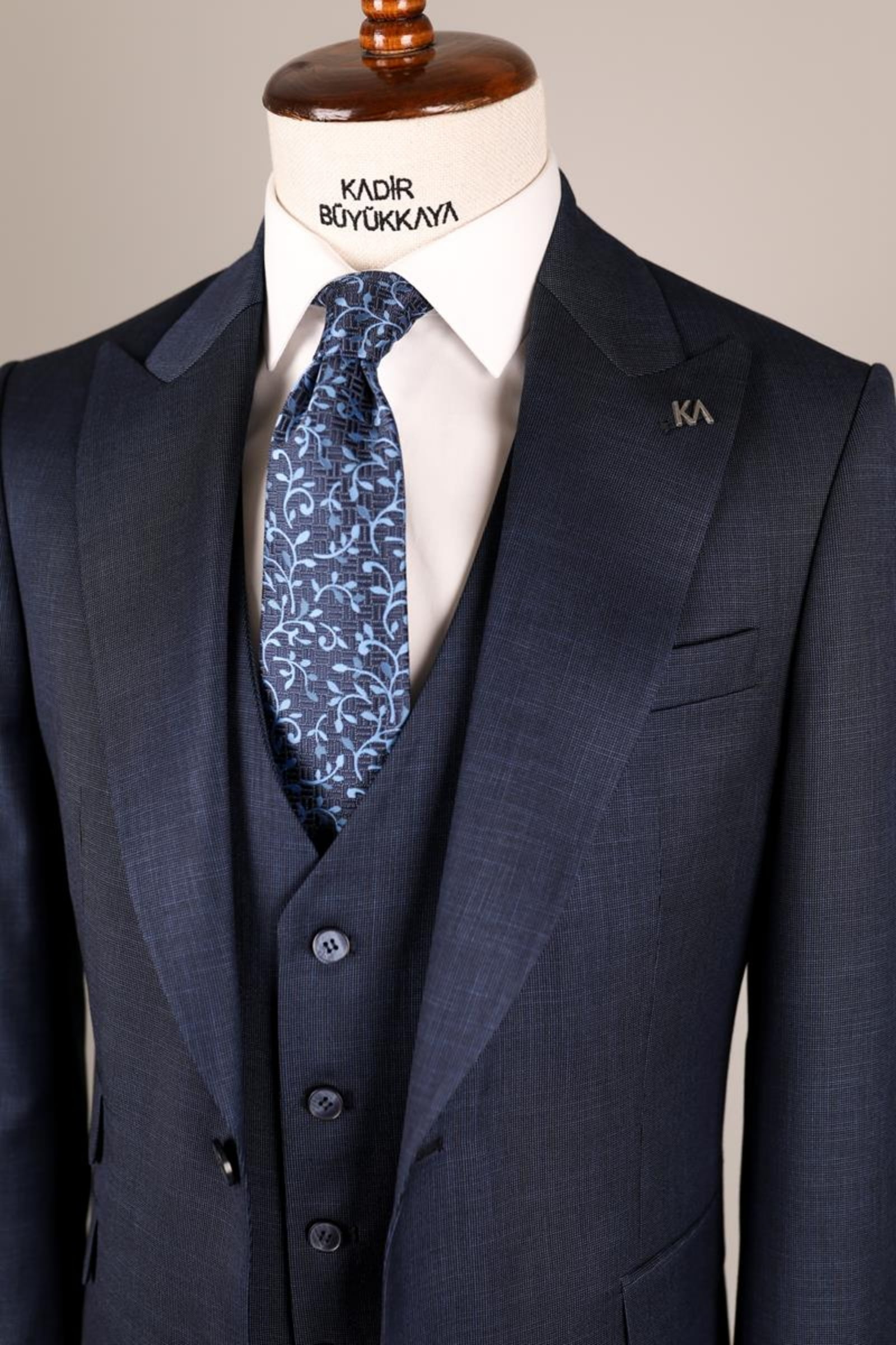 Men's Suit Swallow Collar Slim Fit with Woven Vest Navy Suit - Walmart.com