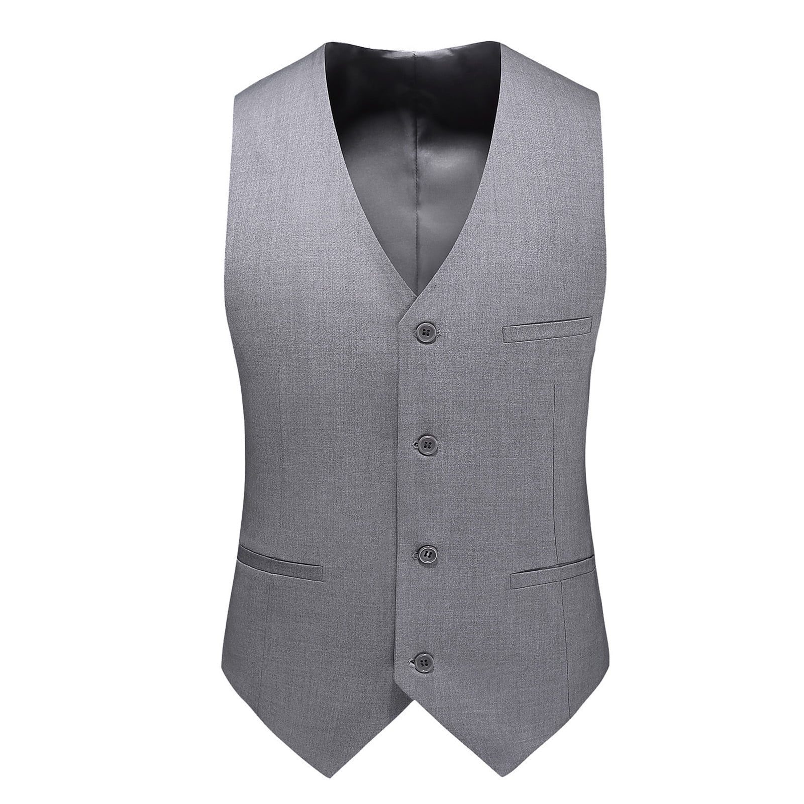Men's Suit Vest Business Formal Dress Waistcoat with 3 Pockets Slim Fit ...