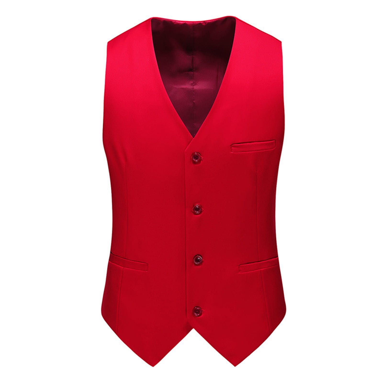 Men's Suit Vest Business Formal Dress Waistcoat with 3 Pockets Slim Fit ...