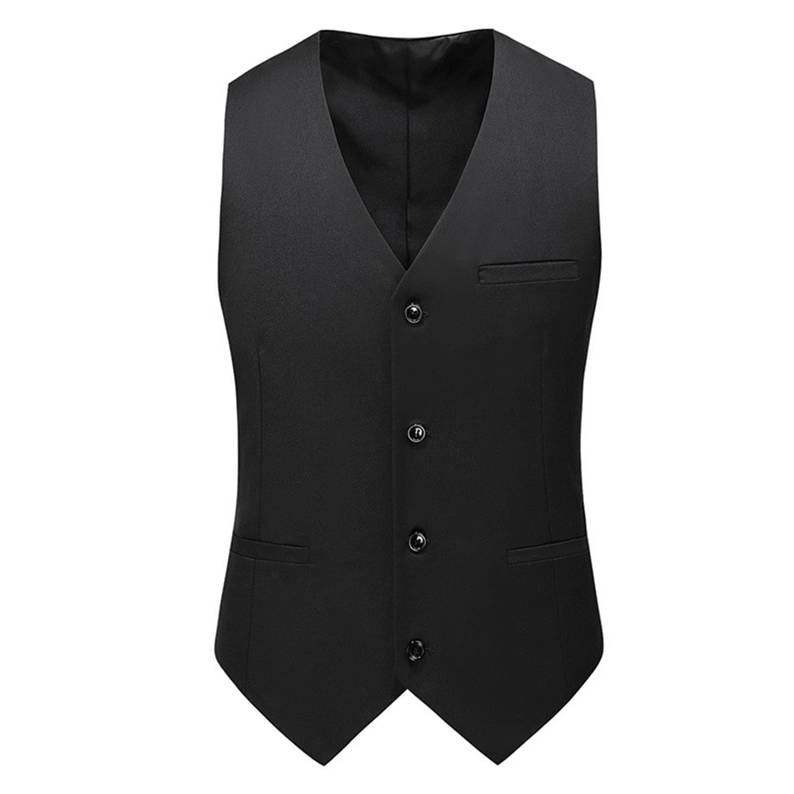 Men's Suit Vest Business Formal Dress Waistcoat with 3 Pockets Slim Fit ...