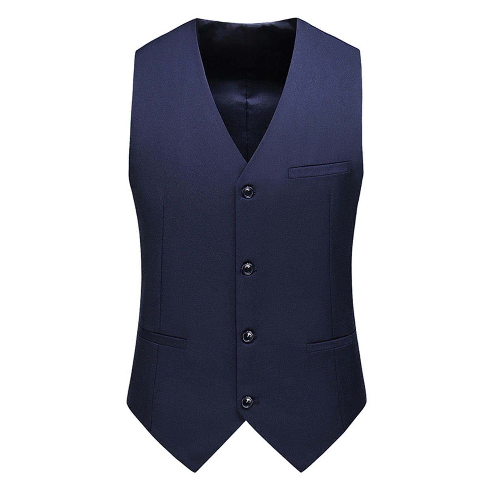 Men's Suit Vest Business Formal Dress Waistcoat with 3 Pockets Slim Fit ...