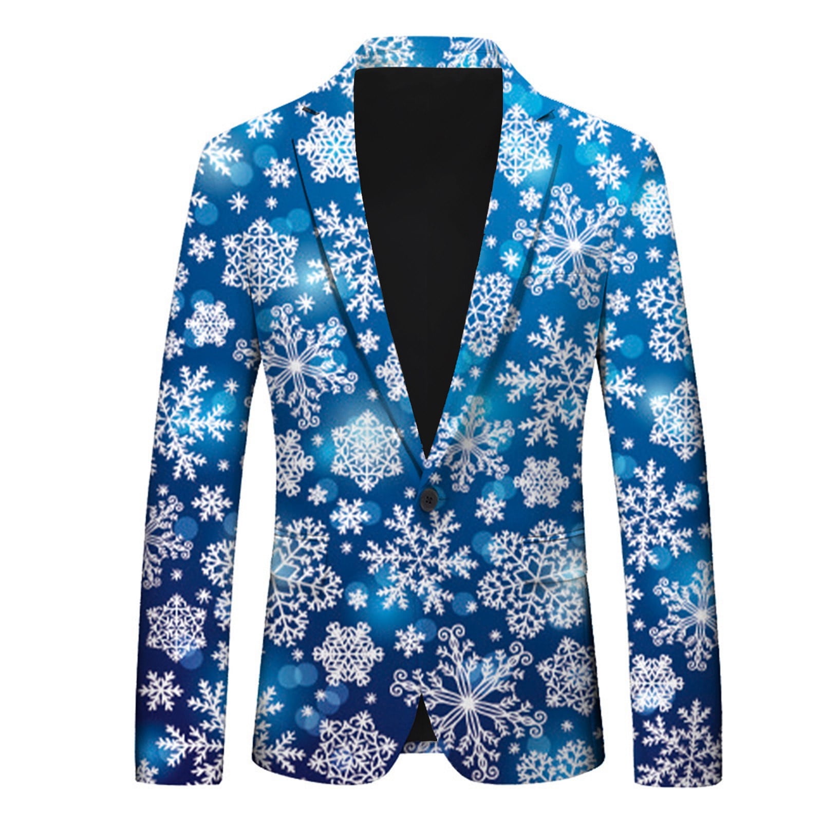 Men's Suits New Christmas Snowflake Santa Print Pocket Lapel Button ...