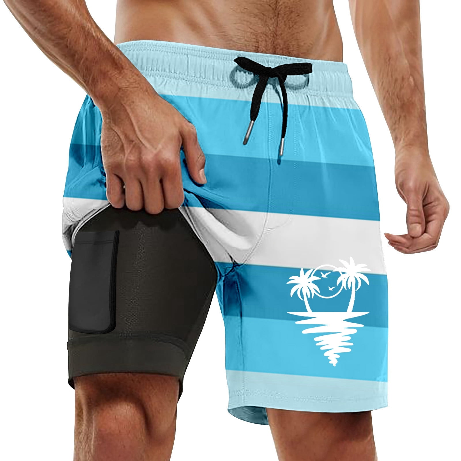 Men's Summer Capybara Print Swim Trunks Lightweight Beach Board Shorts ...